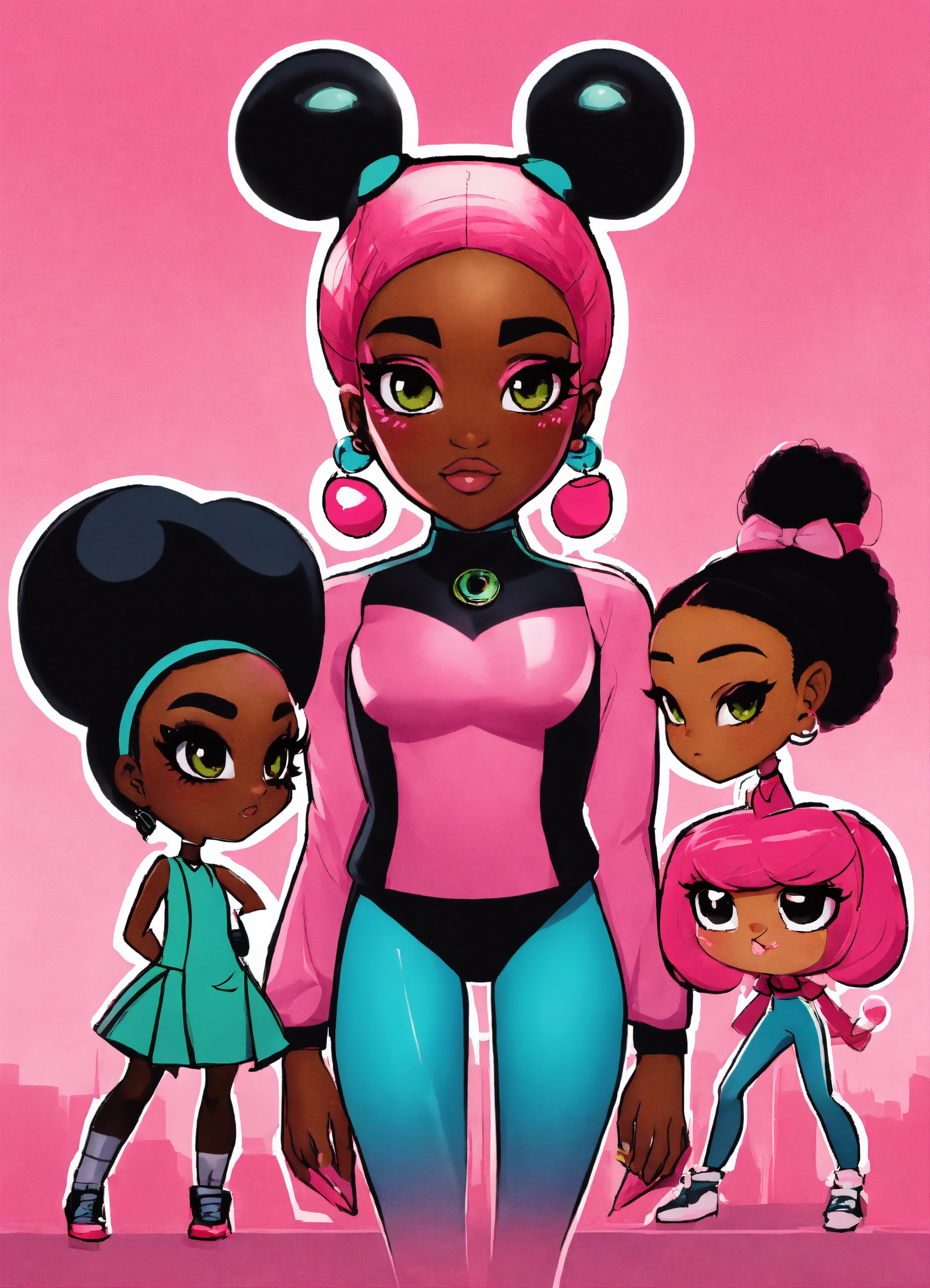 Lexica - Create a playful power puff girl inspired 4 black female ...