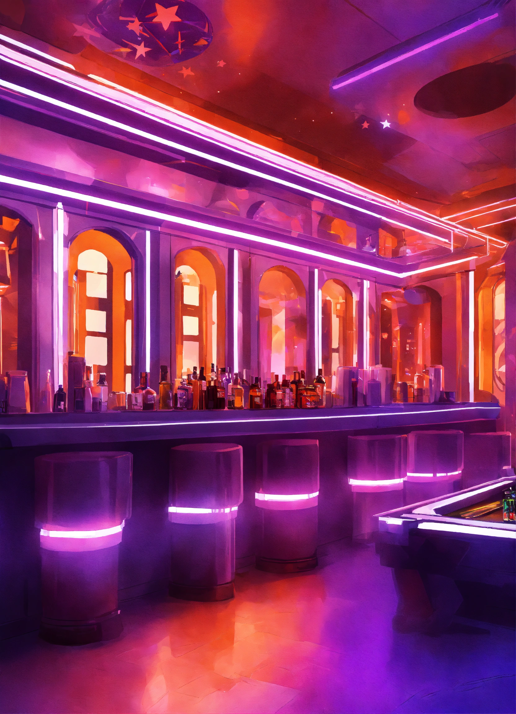 Lexica - Digital art of a white Star Wars night club with purple and ...
