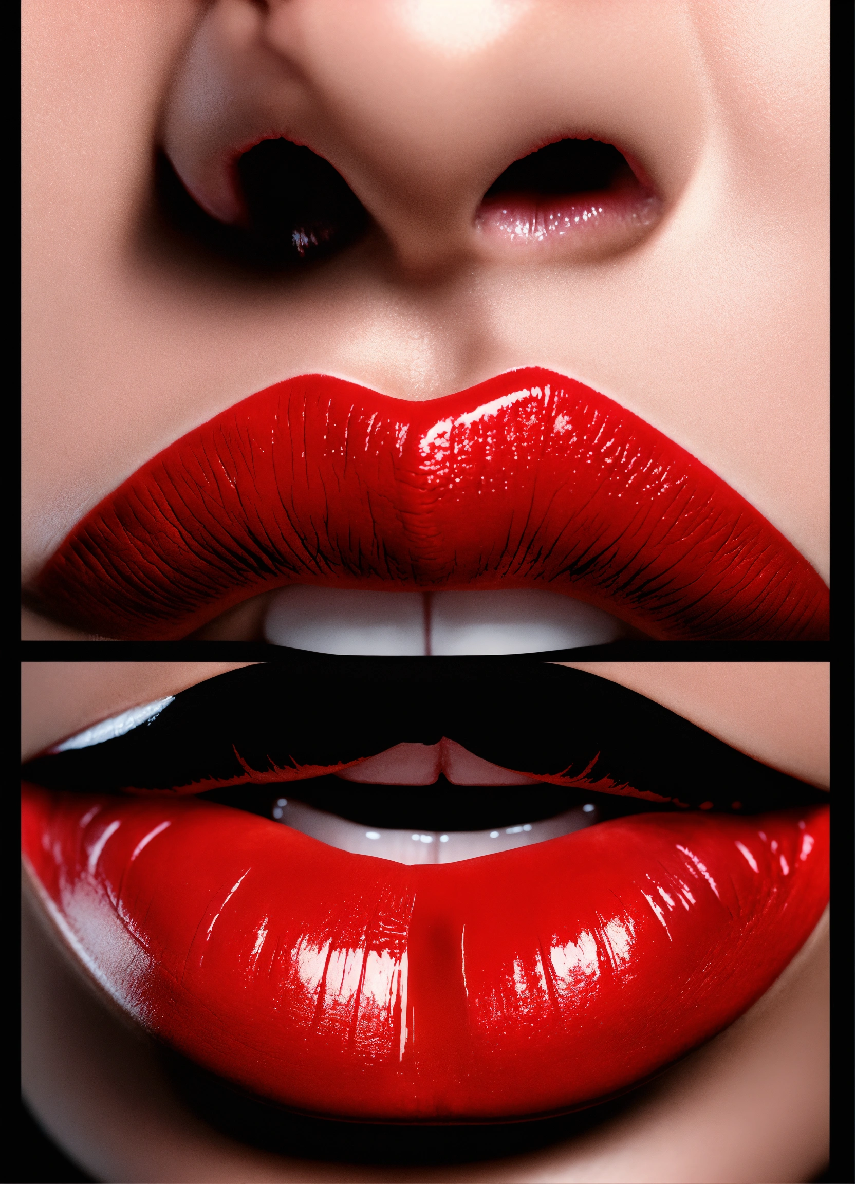 Lexica - A pair of huge, lips open, red lipstick, with a black ...
