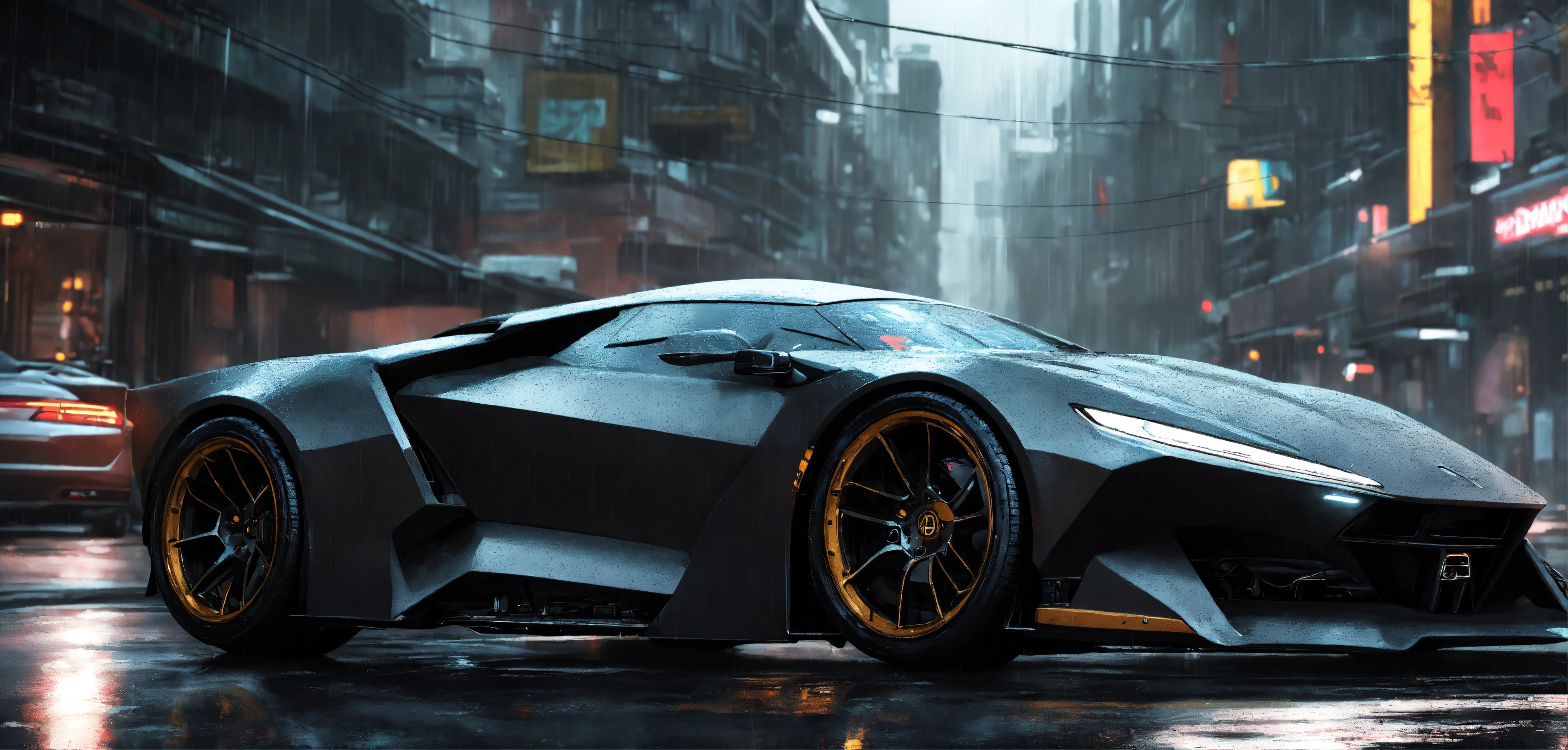 Lexica - Cyberpunk digital art, Anthracite and black luxus sports car ...