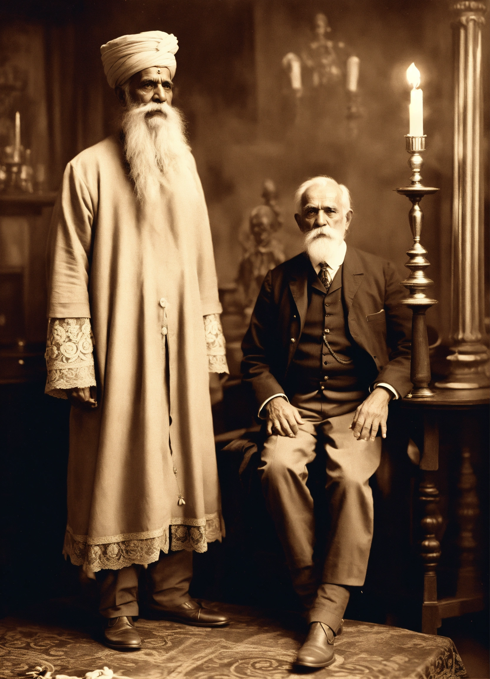 Lexica - Old man wearing hindu fakir, with a turbant, standing next to ...