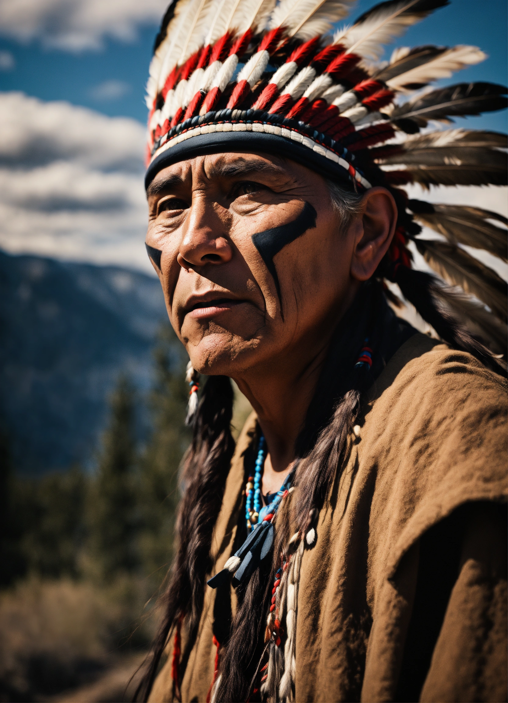 Lexica - Native american National Park man scare expressive no shadow ...