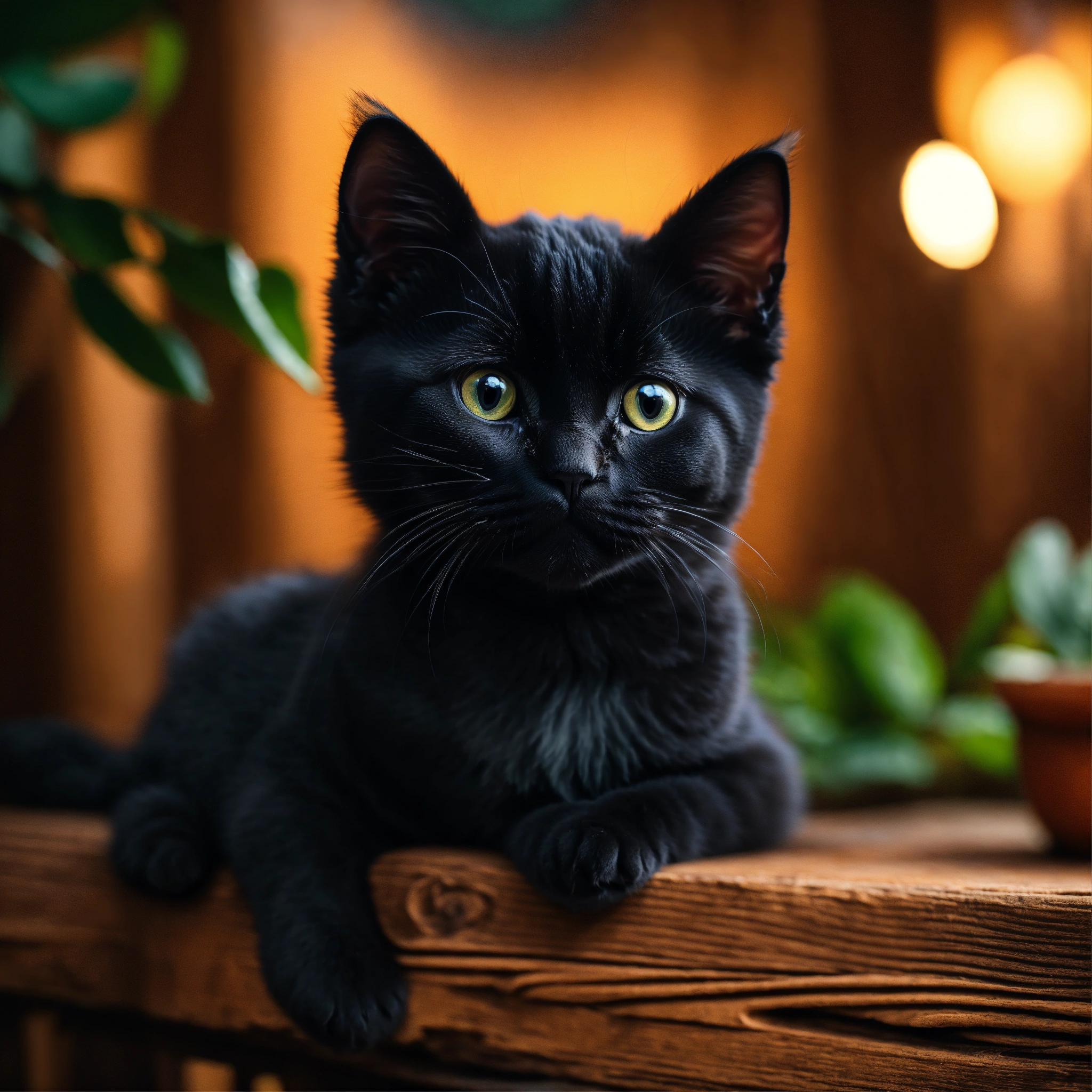 Lexica - "Epic shot of ultra detailed cute black baby cat in a ...