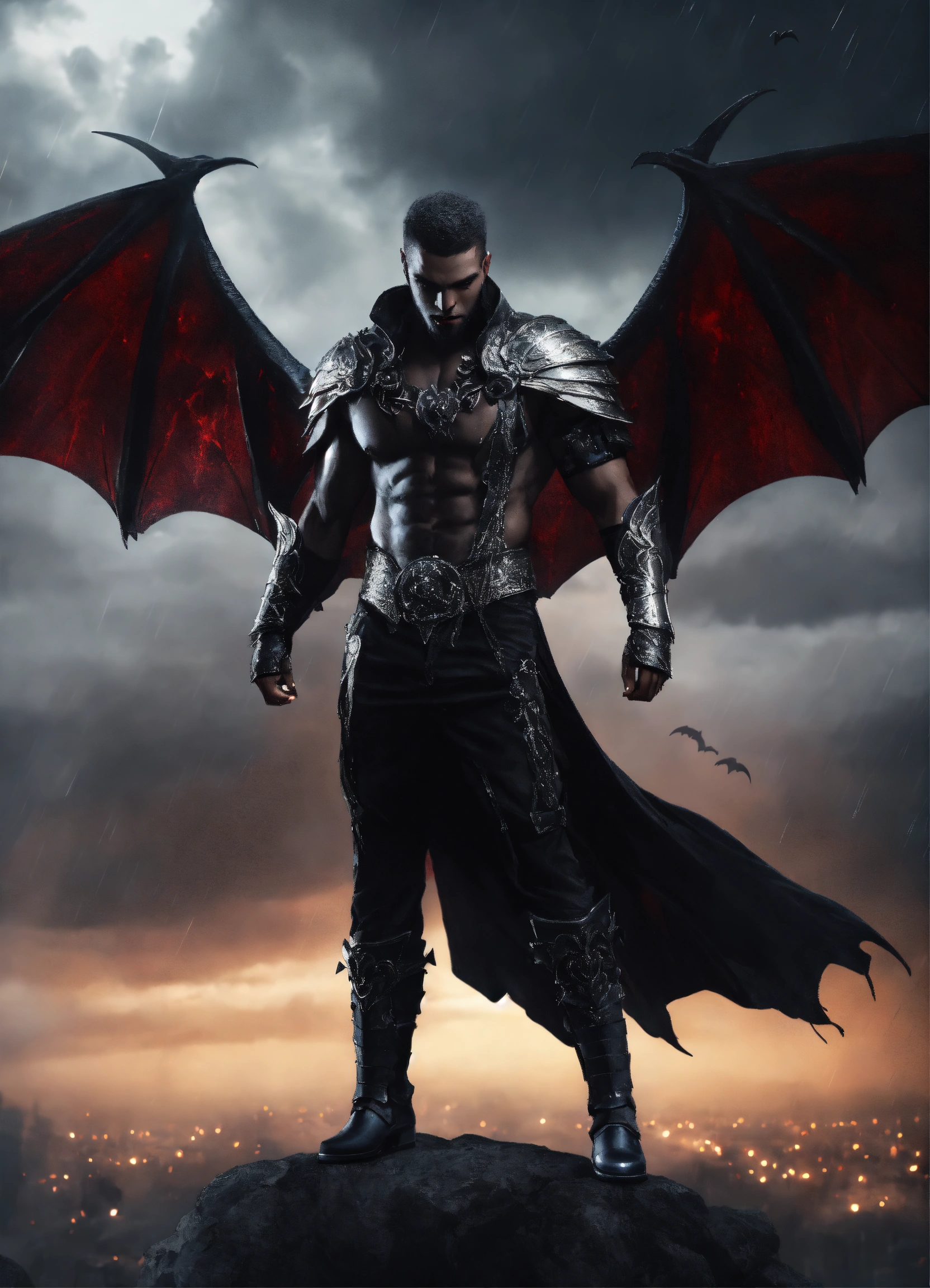 Lexica - Full body strong muscular evil black vampire man entangled in ...
