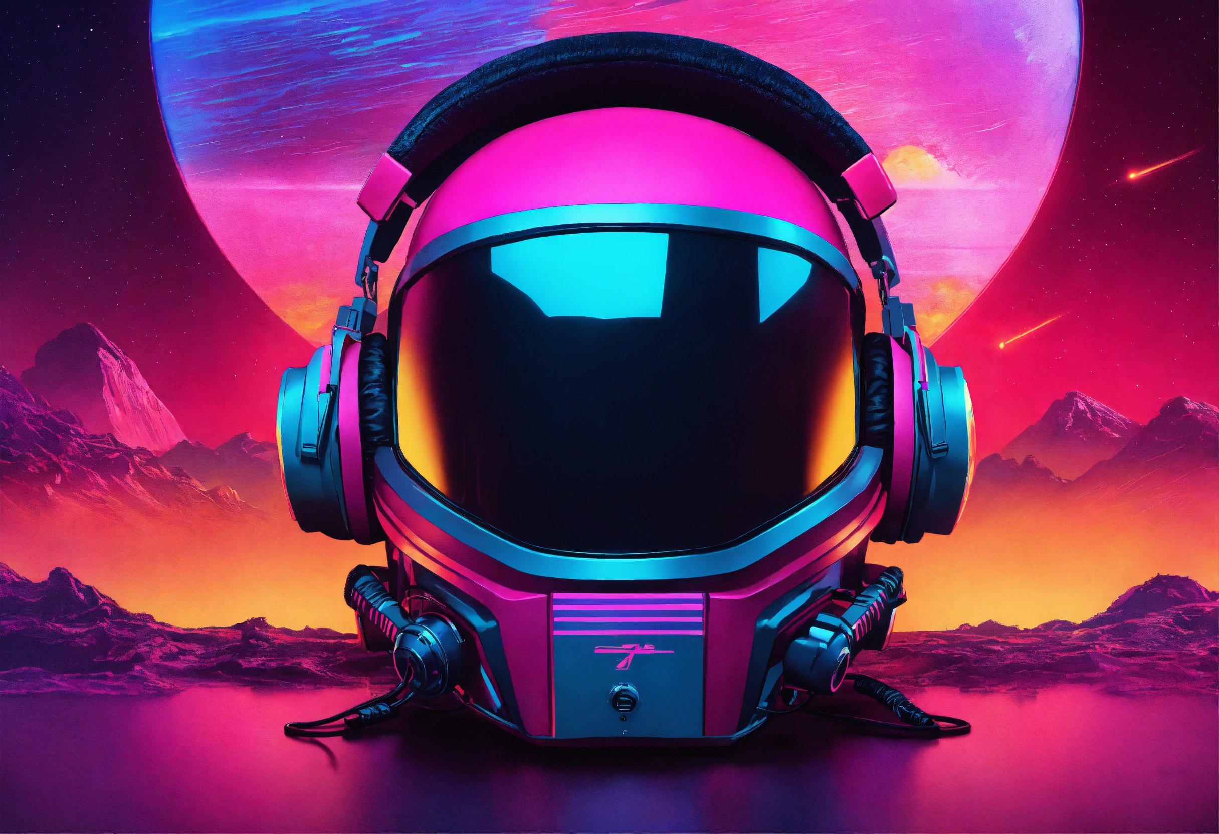 Lexica - Logo for synthwave music producer, space helmet, headphones ...