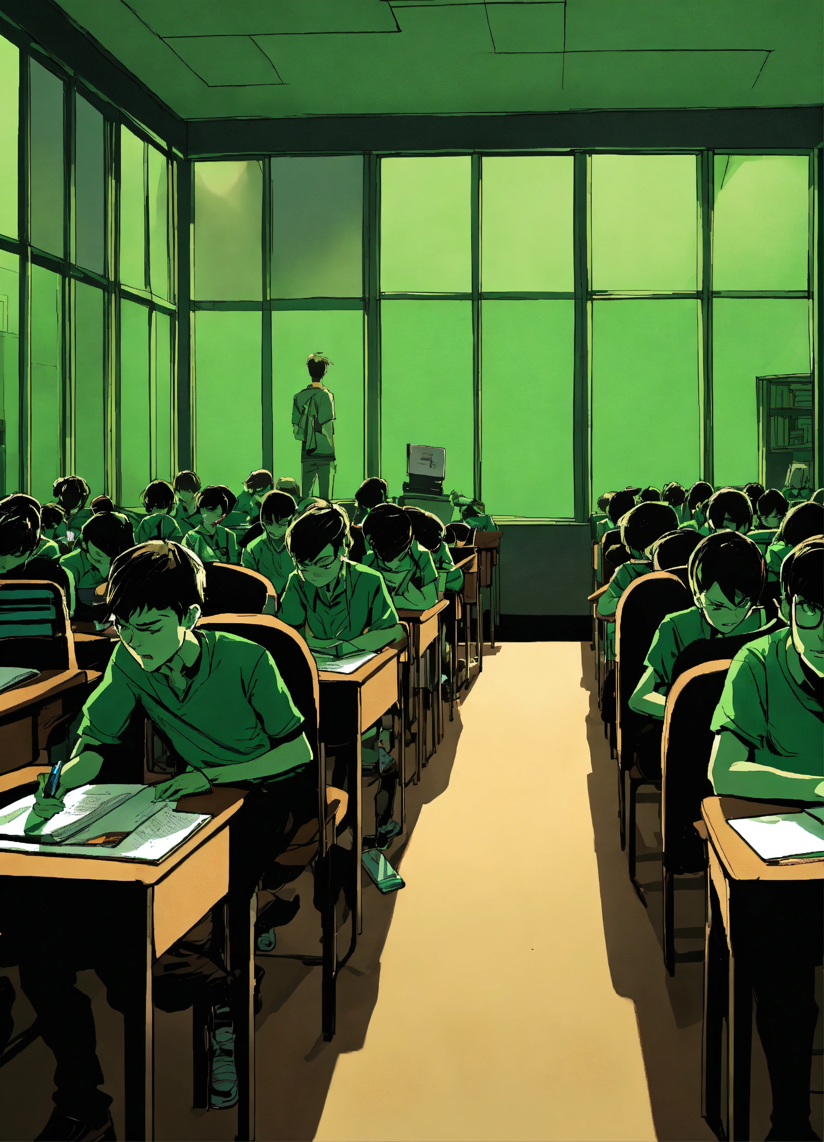 Lexica - Design a comic cartoon poster depicting a classroom where all ...