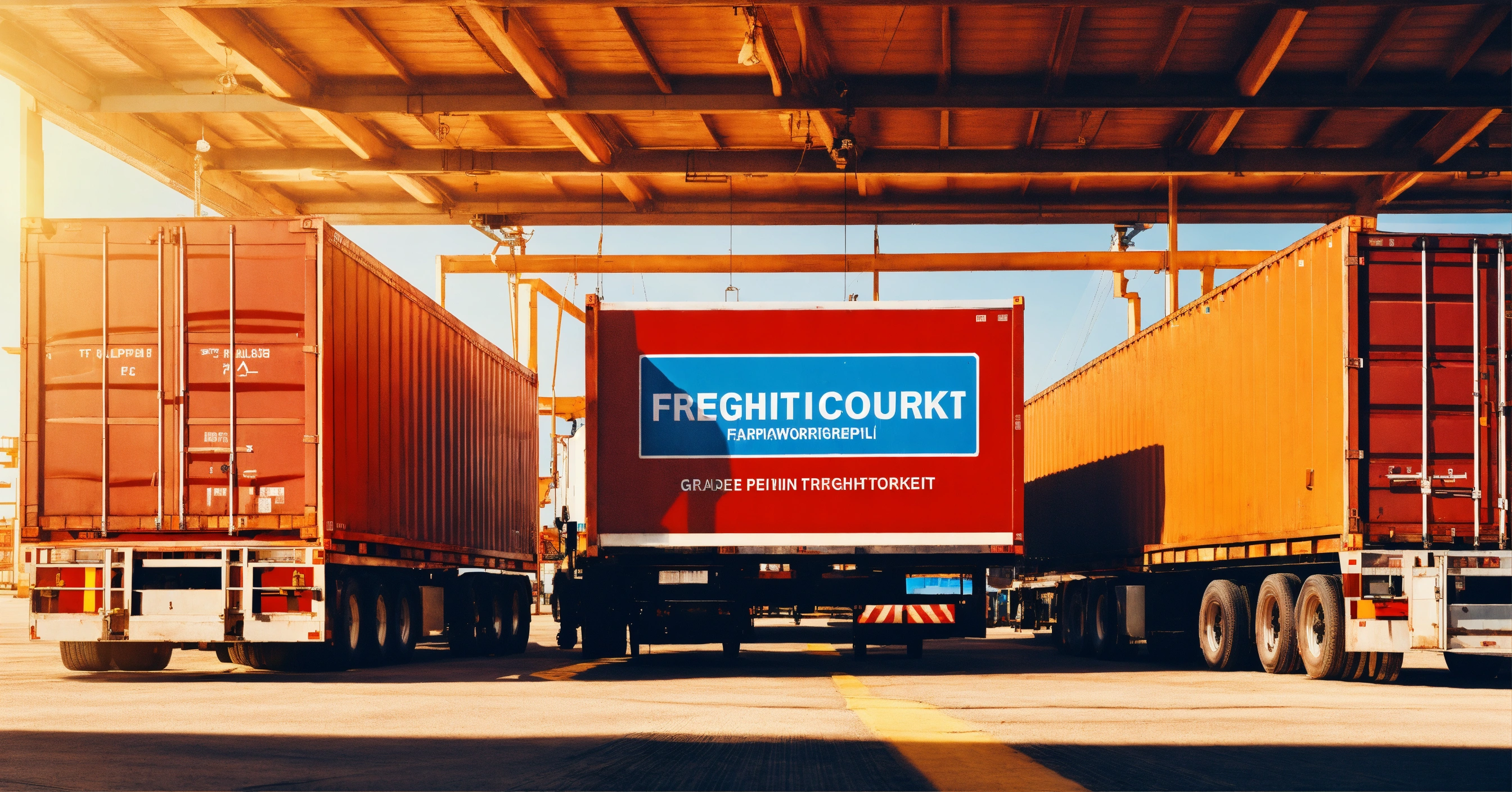 Lexica - Trucks with trailers at a checkpoint of a customs terminal in ...