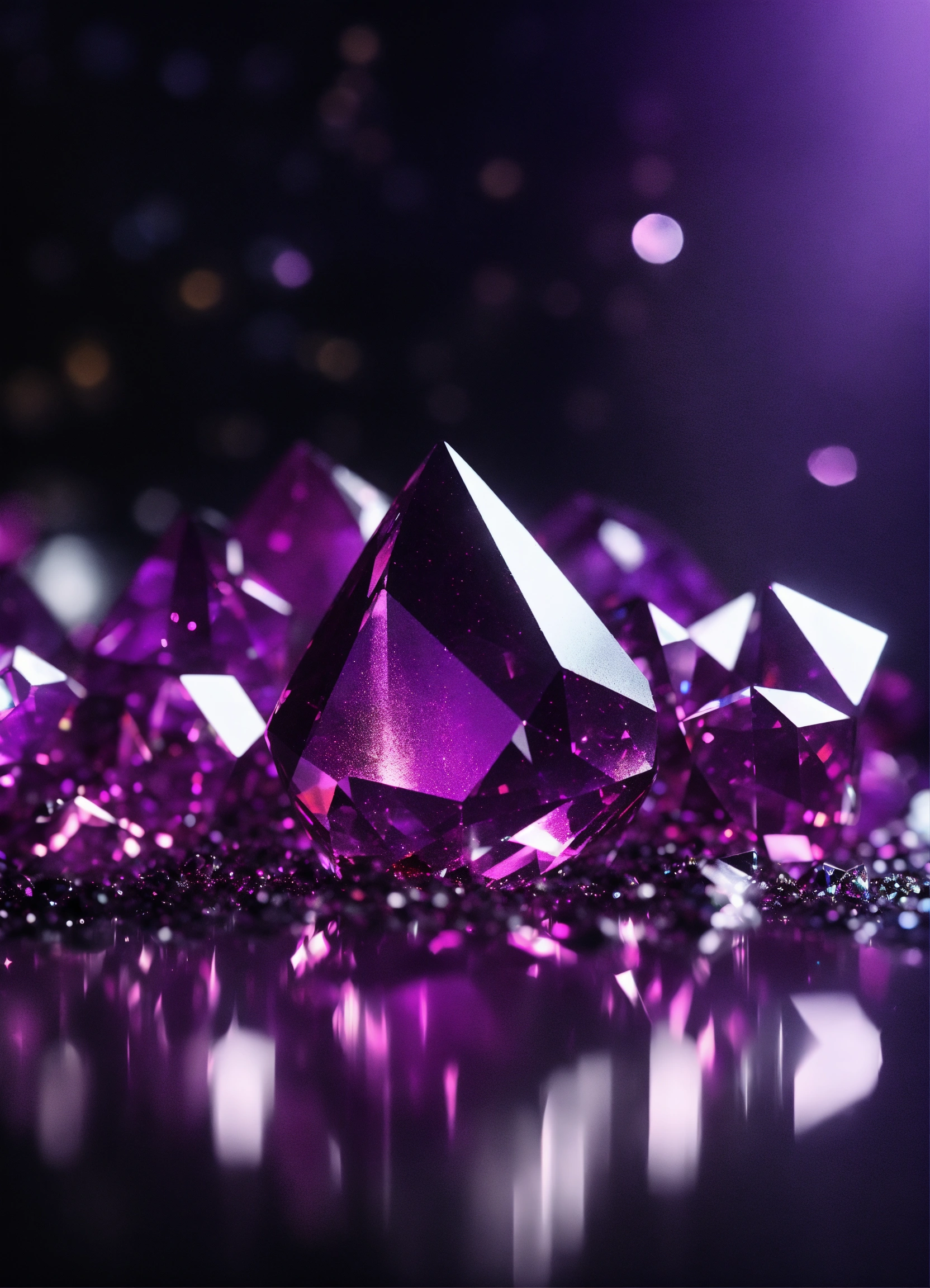 Lexica - Hyper realistic purple opaque sparkling crystals in air with ...