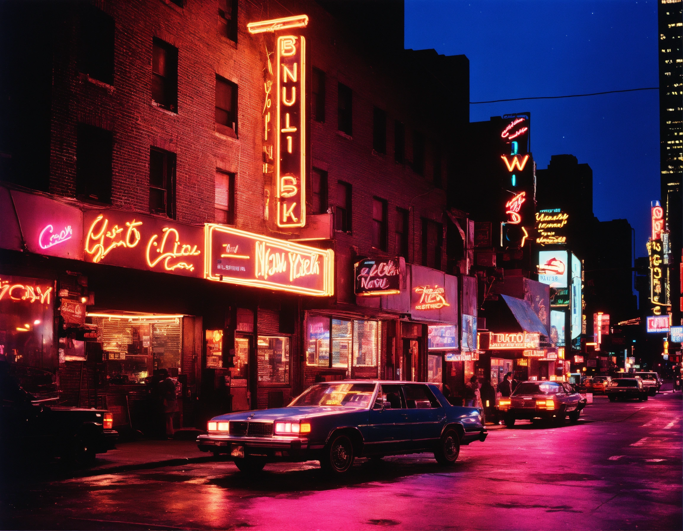 Lexica - New York, 80's, neon light, night setting,