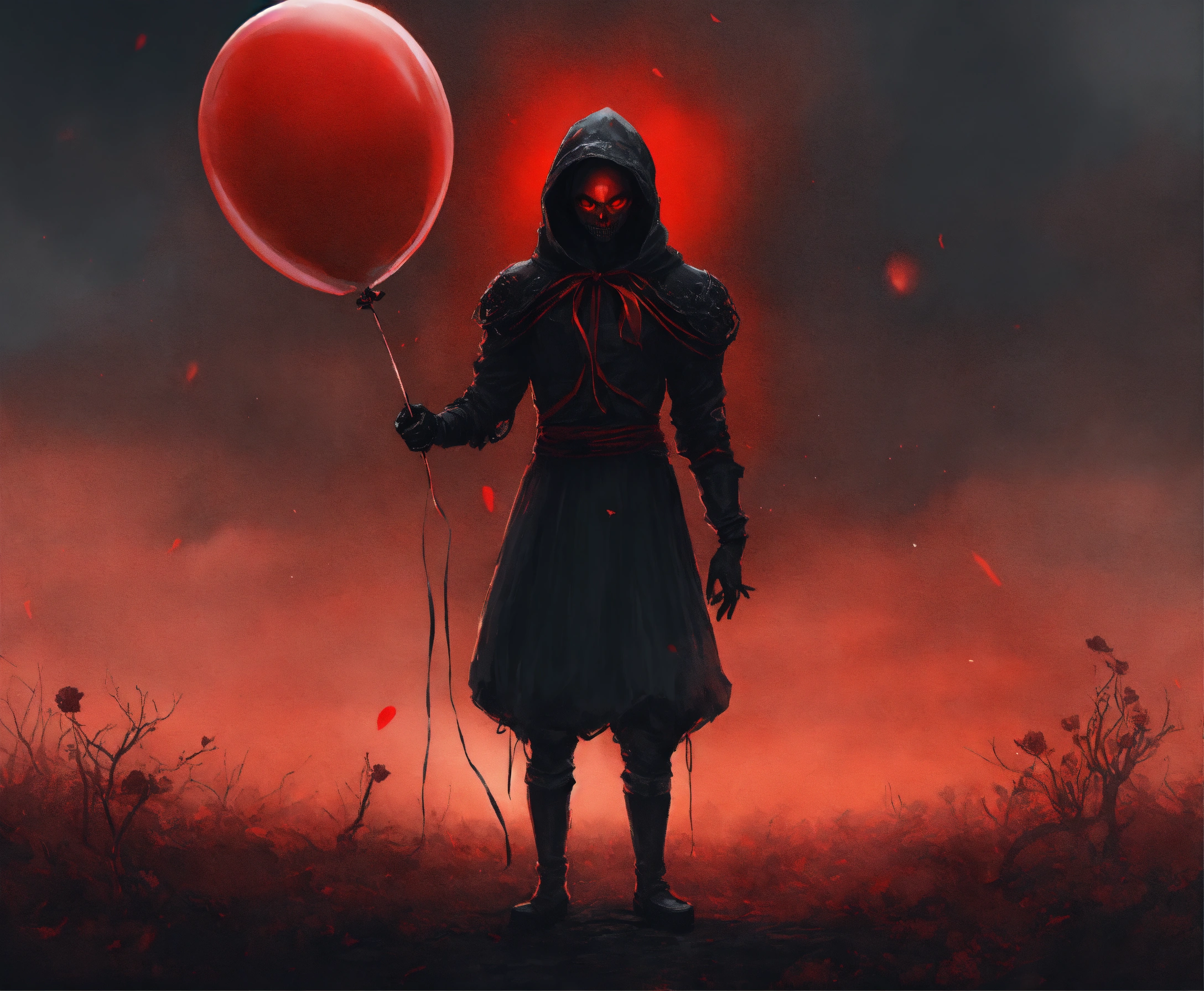 Lexica - Dark aesthetic, A creepy dark humanoid figure, holding a red ...