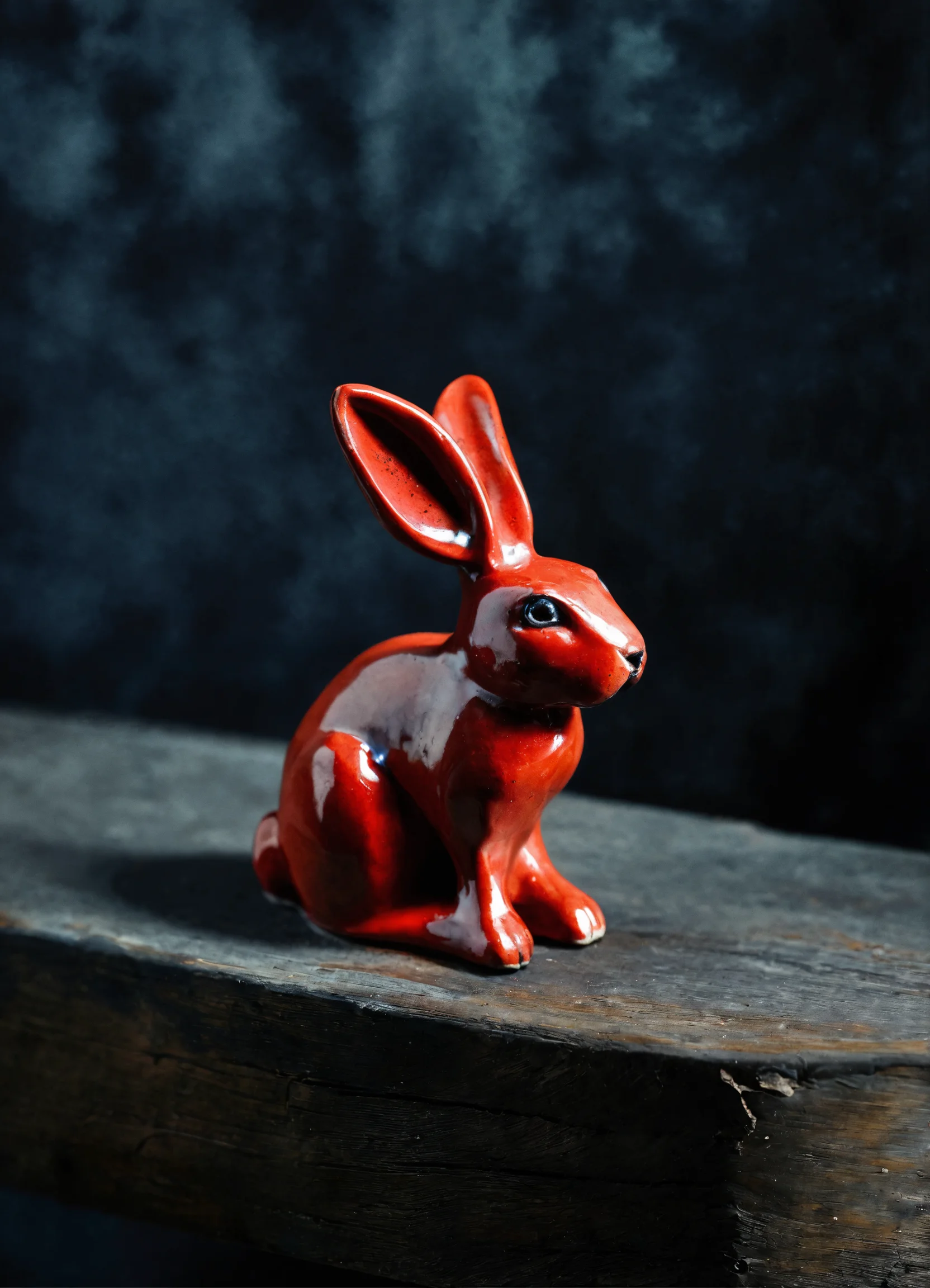 Lexica - Small red rabbit ceramic sculpture, still life photo, on a ...