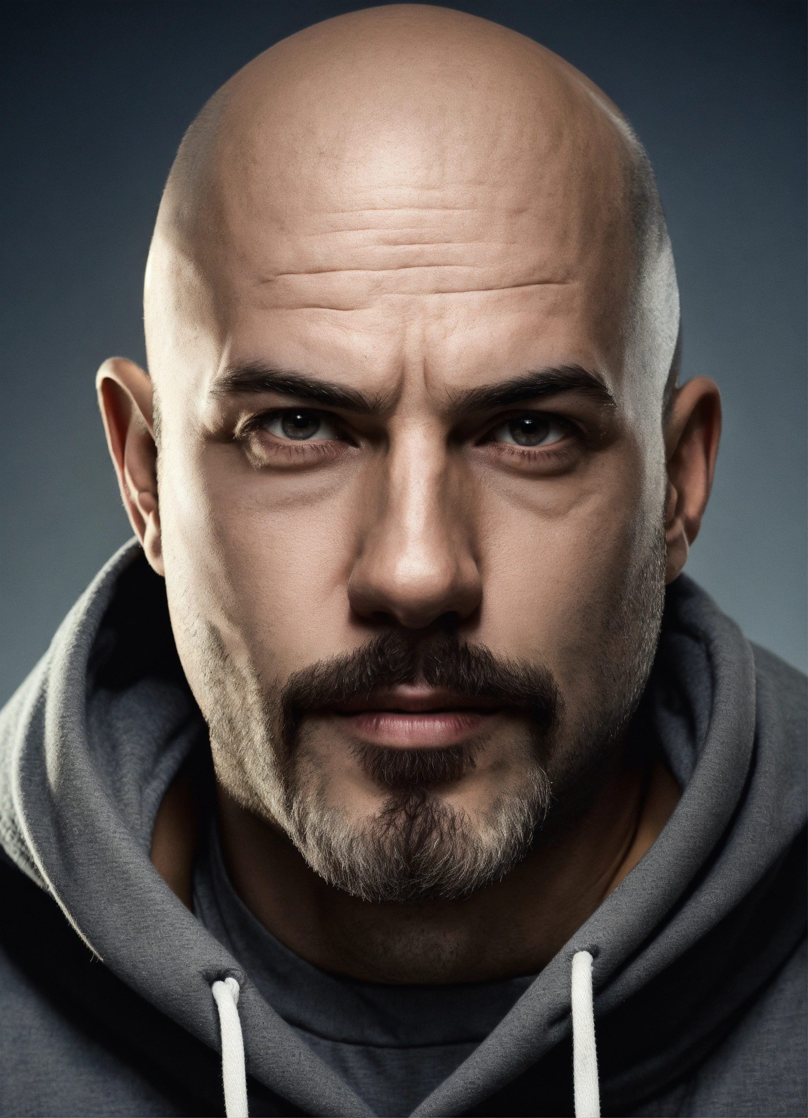 Lexica - A HUGE BALD MAN WITH A GOATEE, EXTENDED PROTRUDING BROW ...