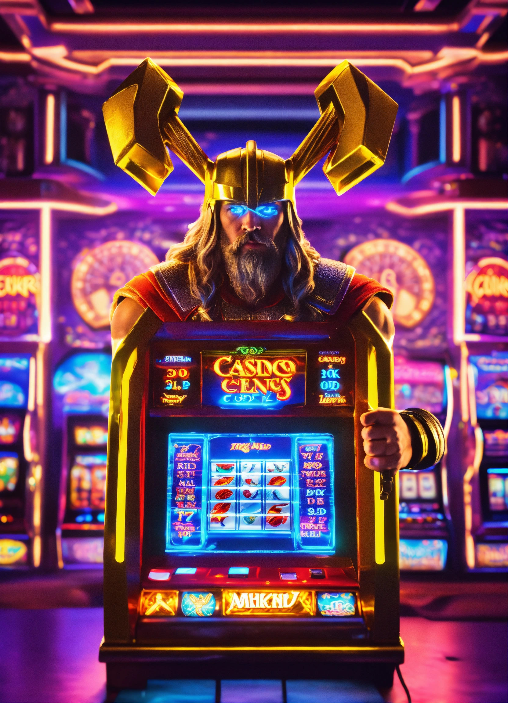 Lexica - 3D REAL GOD THOR with MJOLNIR casino slot machine in the ...