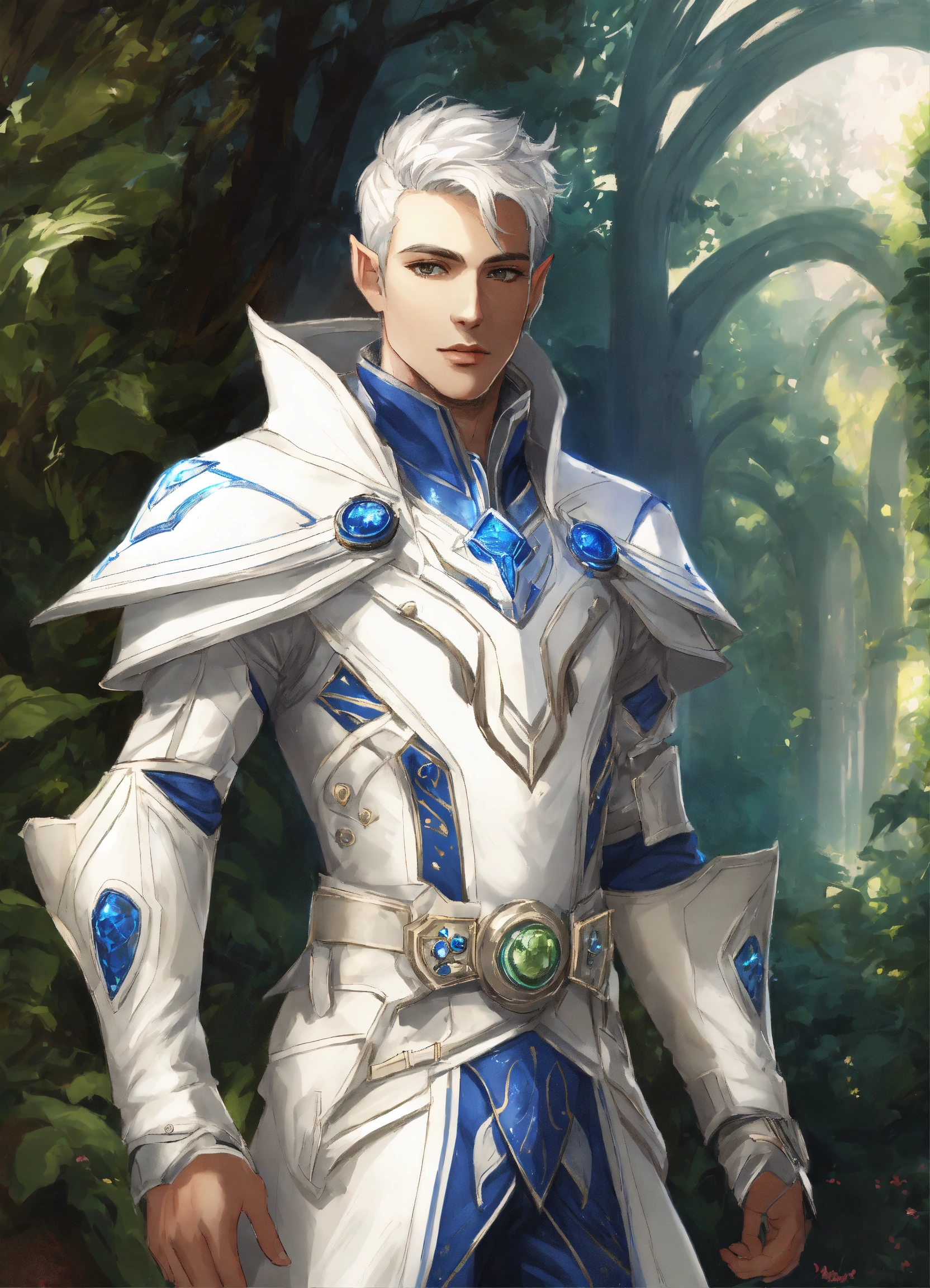 Lexica - Drawing of a sci fi high elf, space, palace, white cybernetic ...