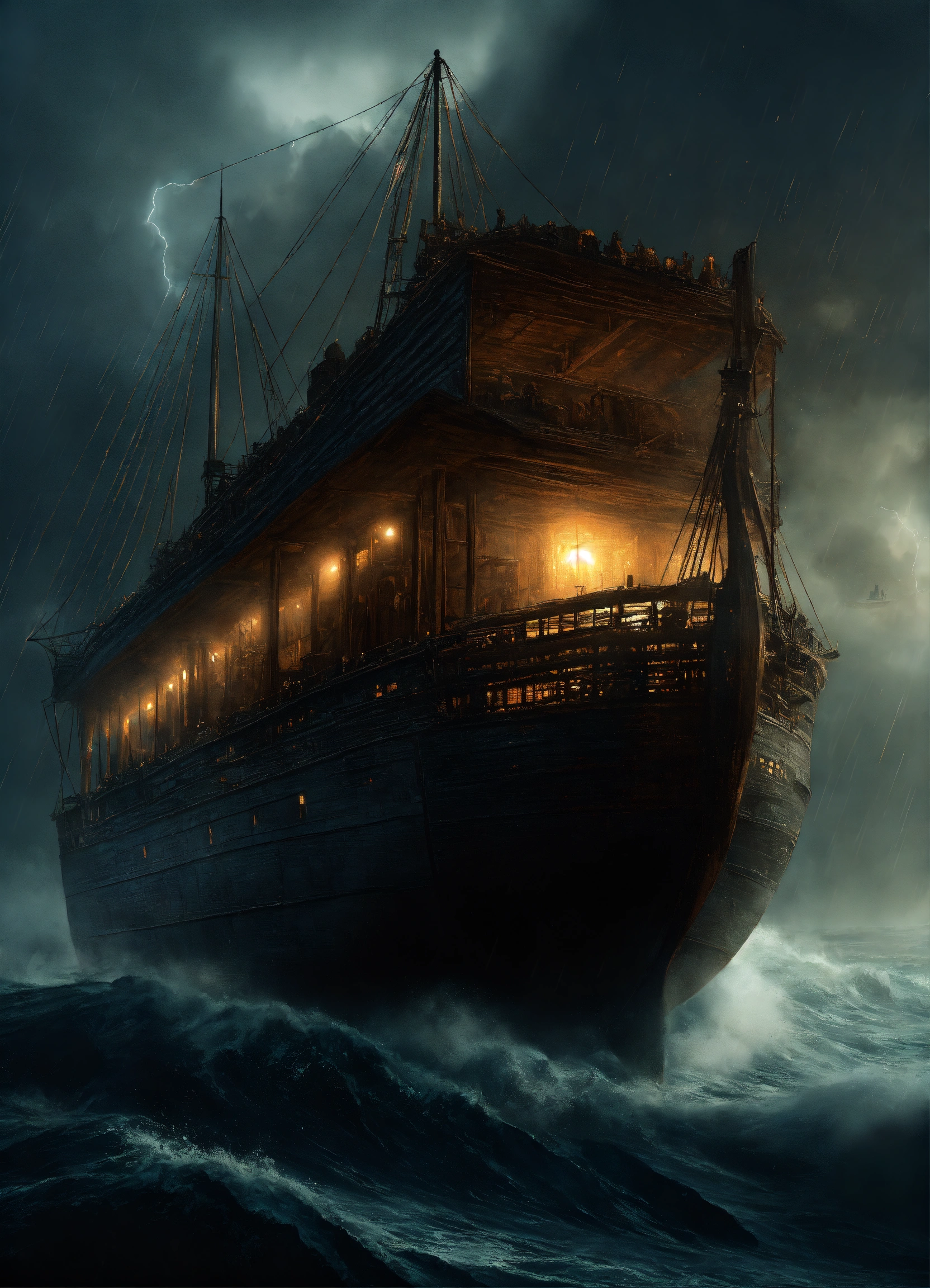 Lexica - Noah's ark from the Bible in a rectangular shape ship, in a ...