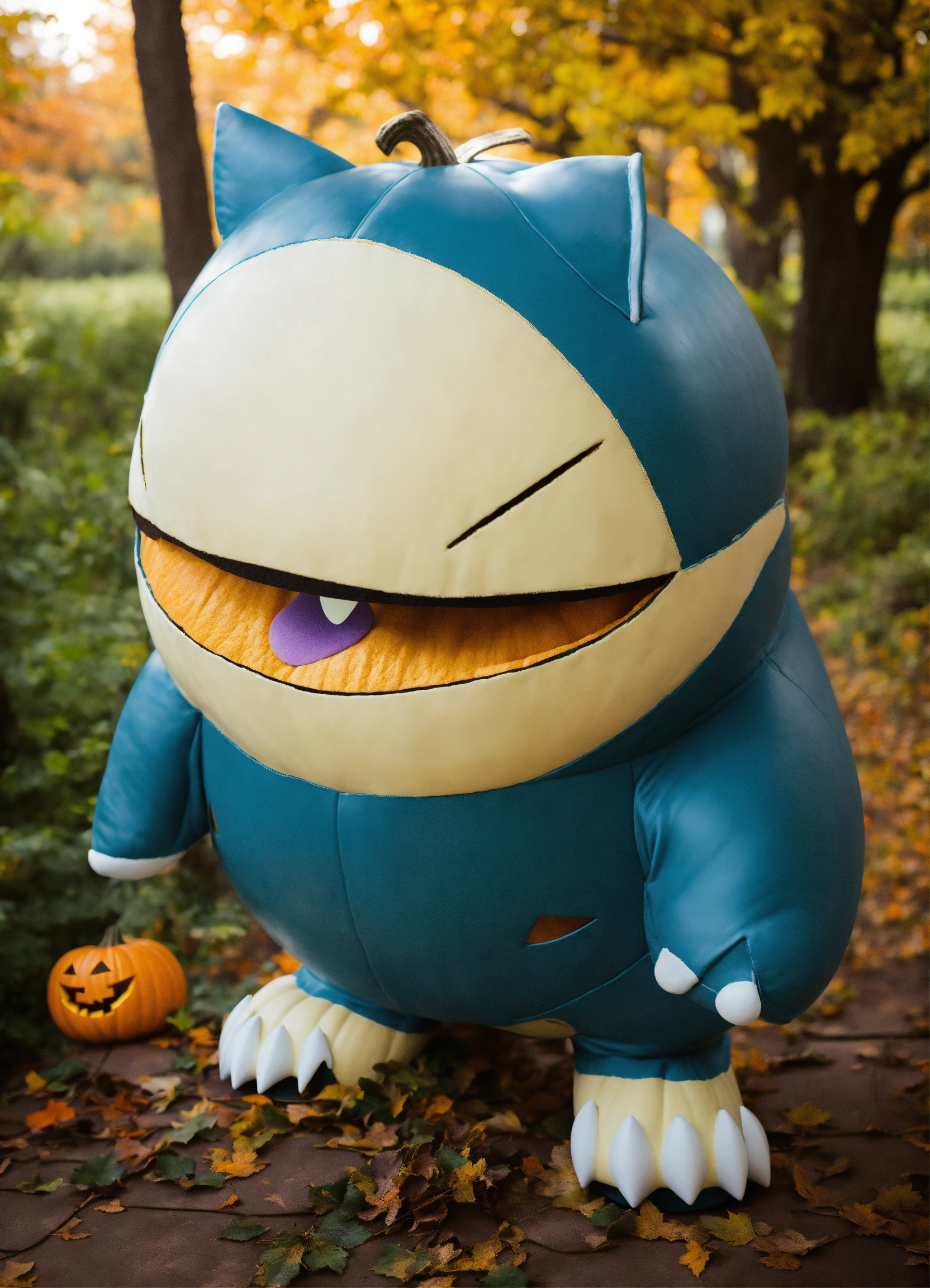 Lexica - Snorlax Jason mask Pokémon with pumpkin head Halloween