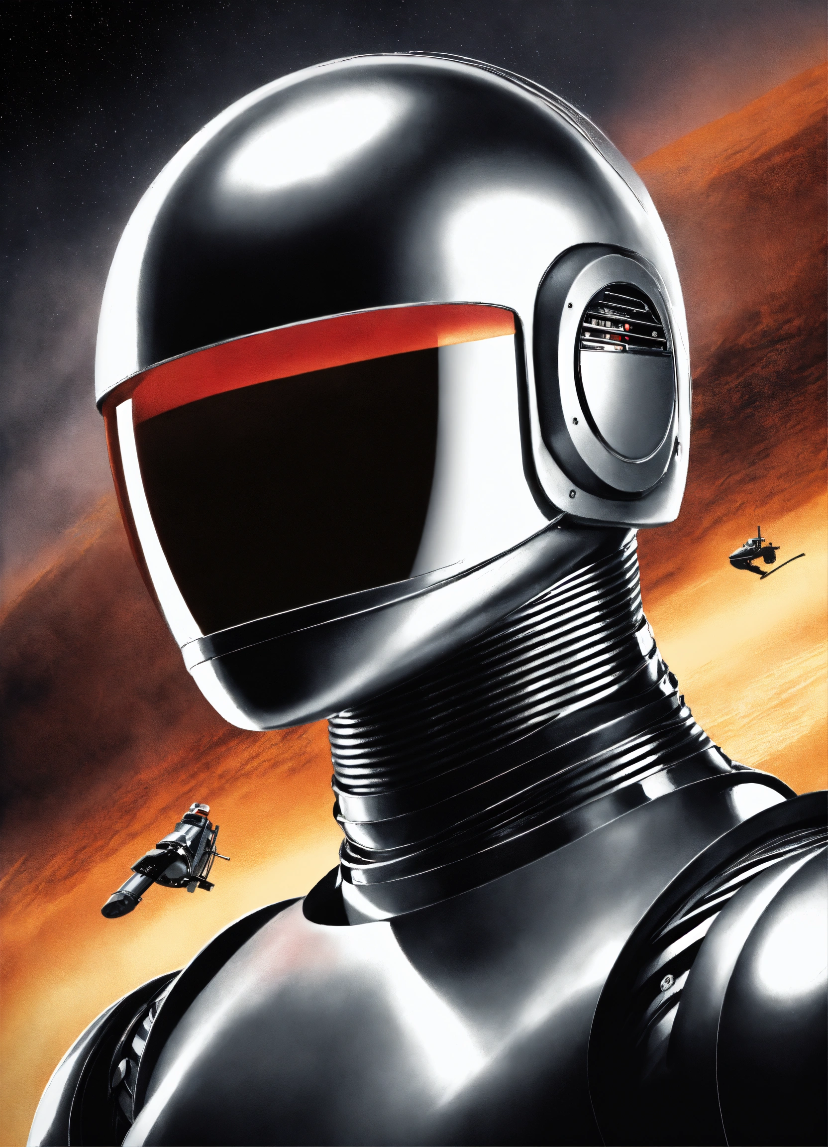Lexica - A black and white move poster portrait gort, the robot from ...
