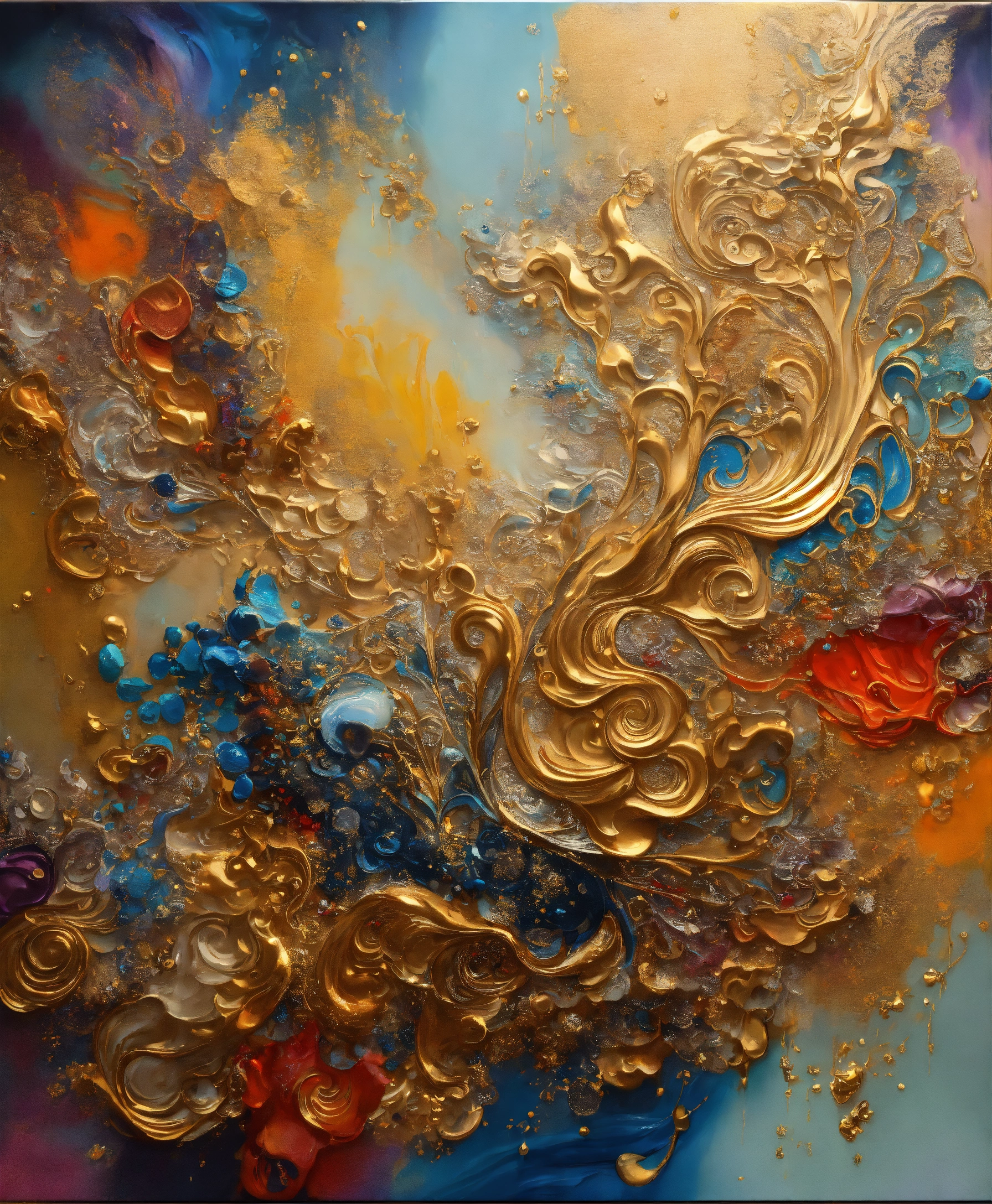 Lexica - Colorful abstract painting oil and water complex complicated ...