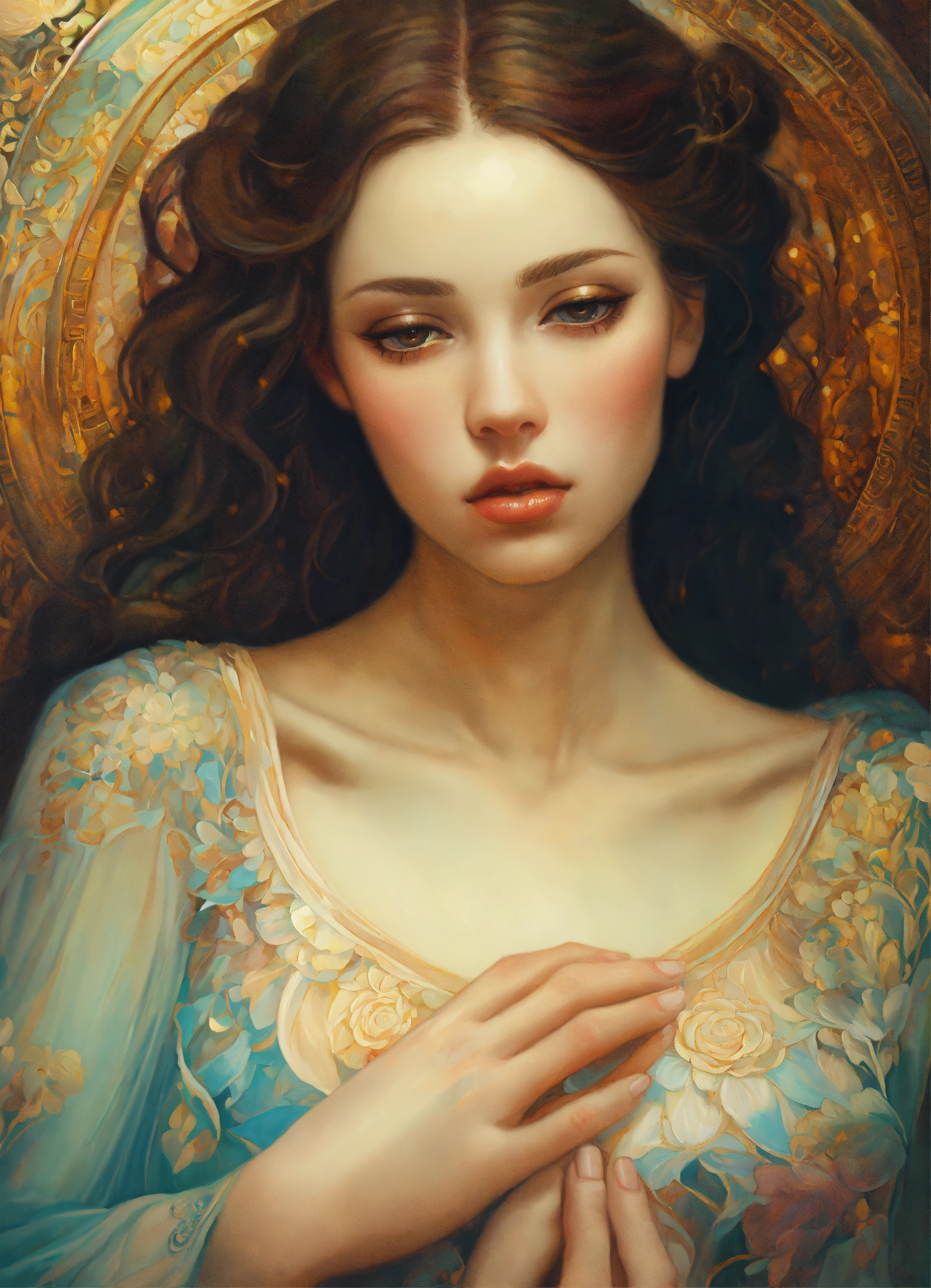 Lexica - Oil painting beautiful expectant woman, perfect hands, perfect ...