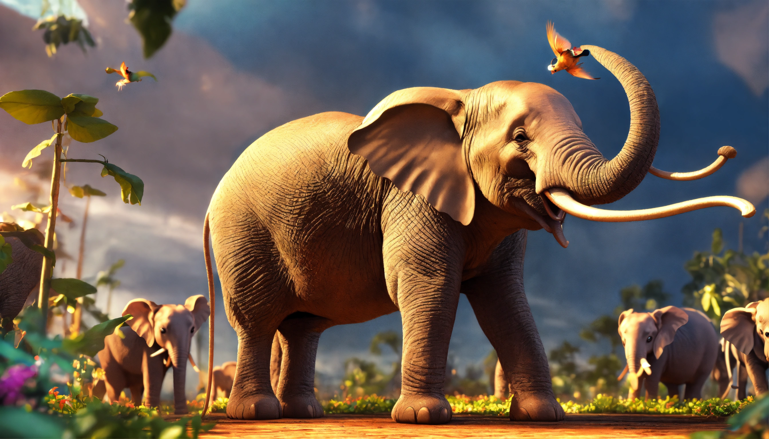 Lexica - Mouse sat on elephants trunk with fear"3D pictures, storybook ...