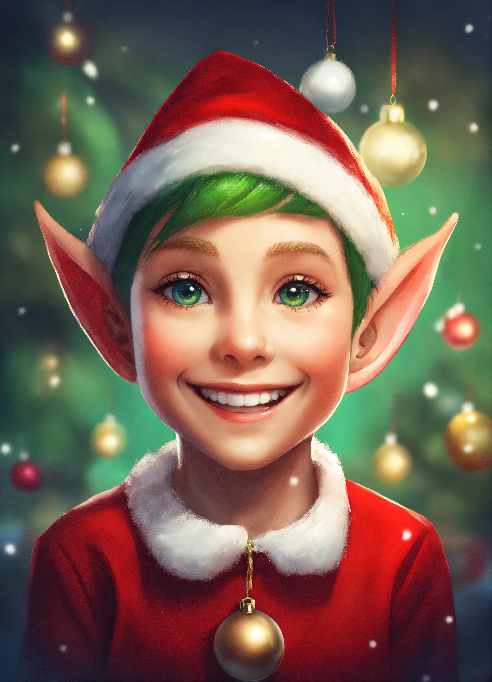 Lexica - Christmas elf face portrait, cute, happy, smiling, christmass