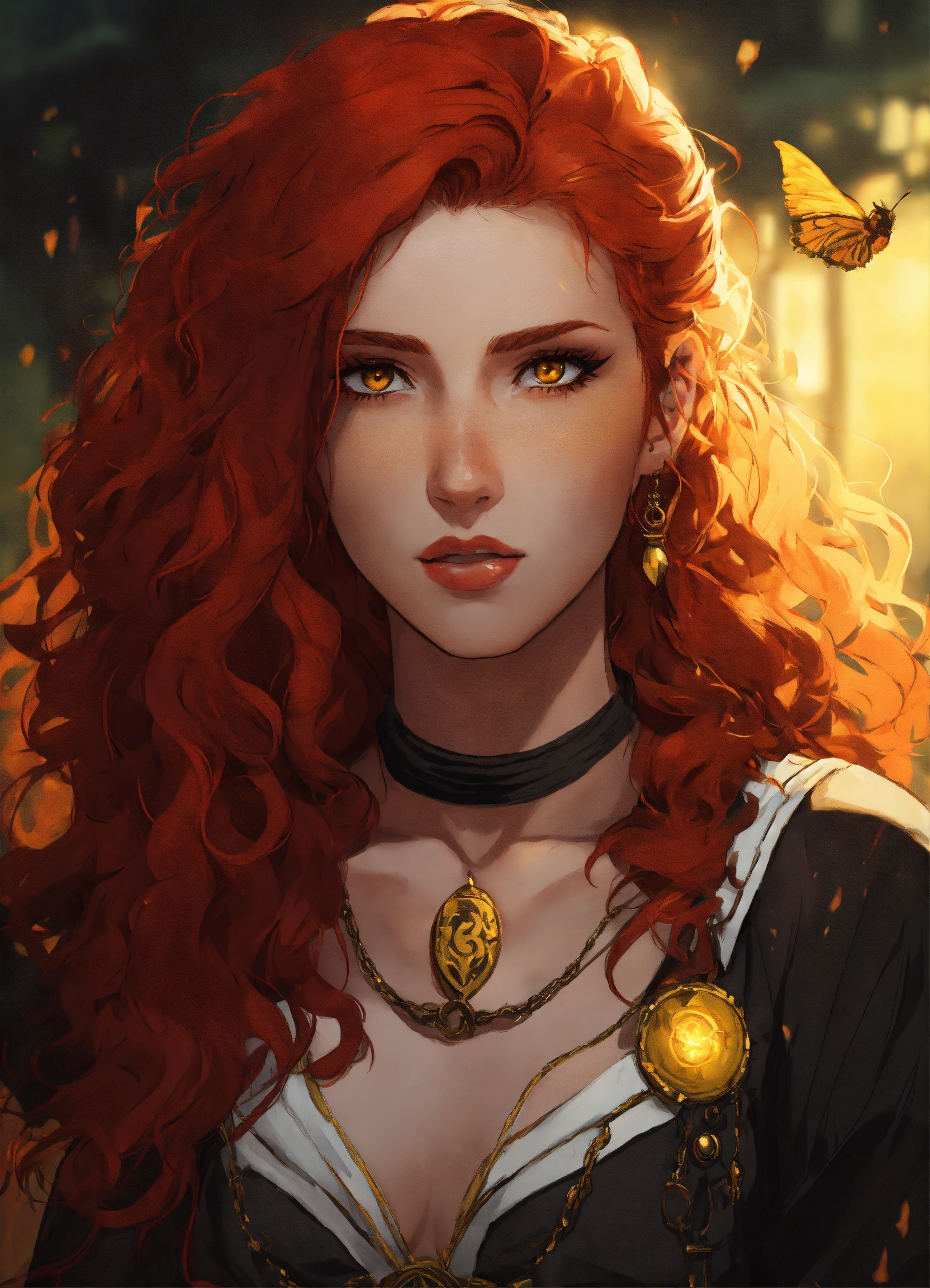 Lexica - Young goth red haired Greek goddess with yellow eyes and a ...