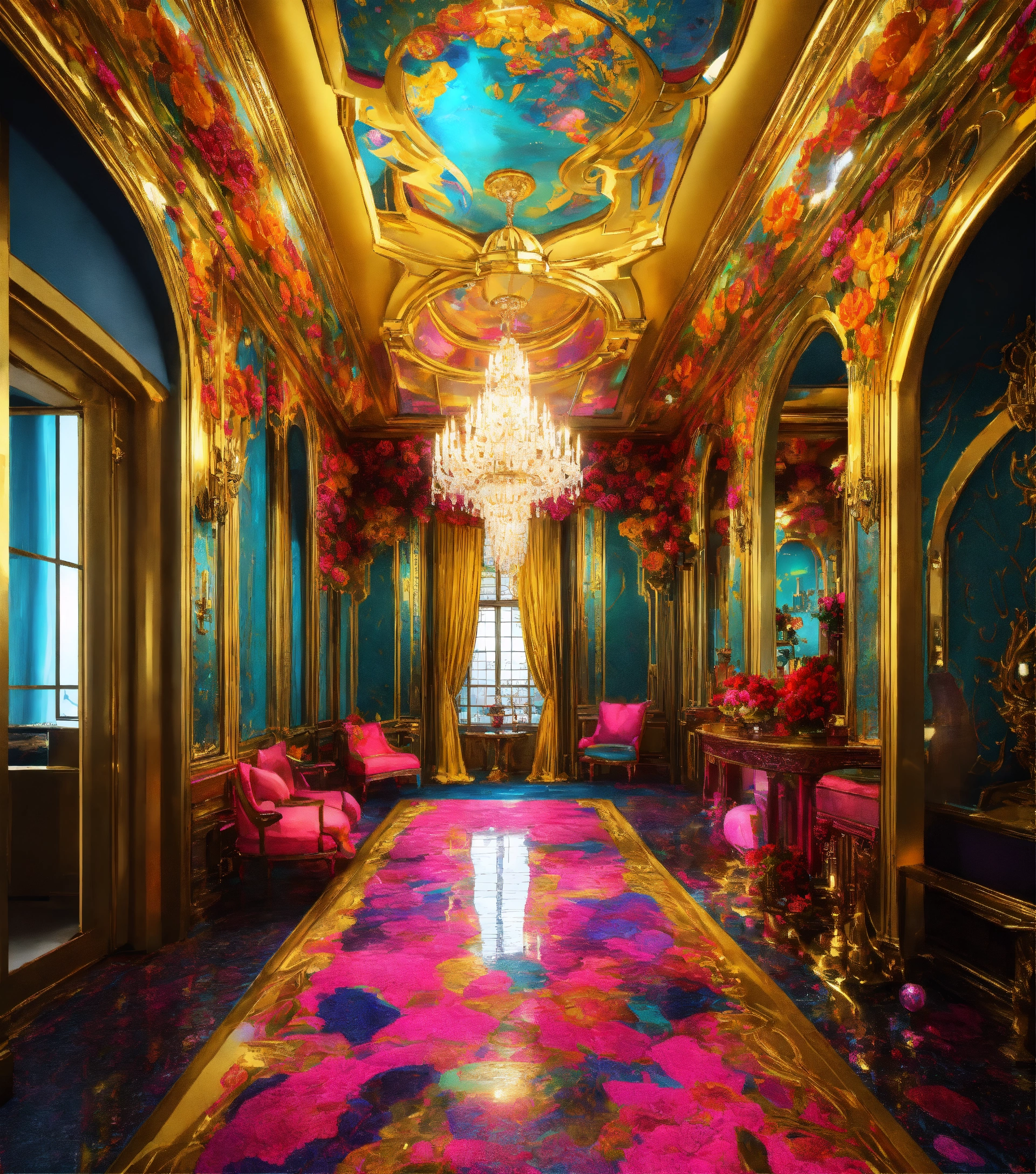 Lexica - Futuristic beautiful French mansion interior glamorous ...