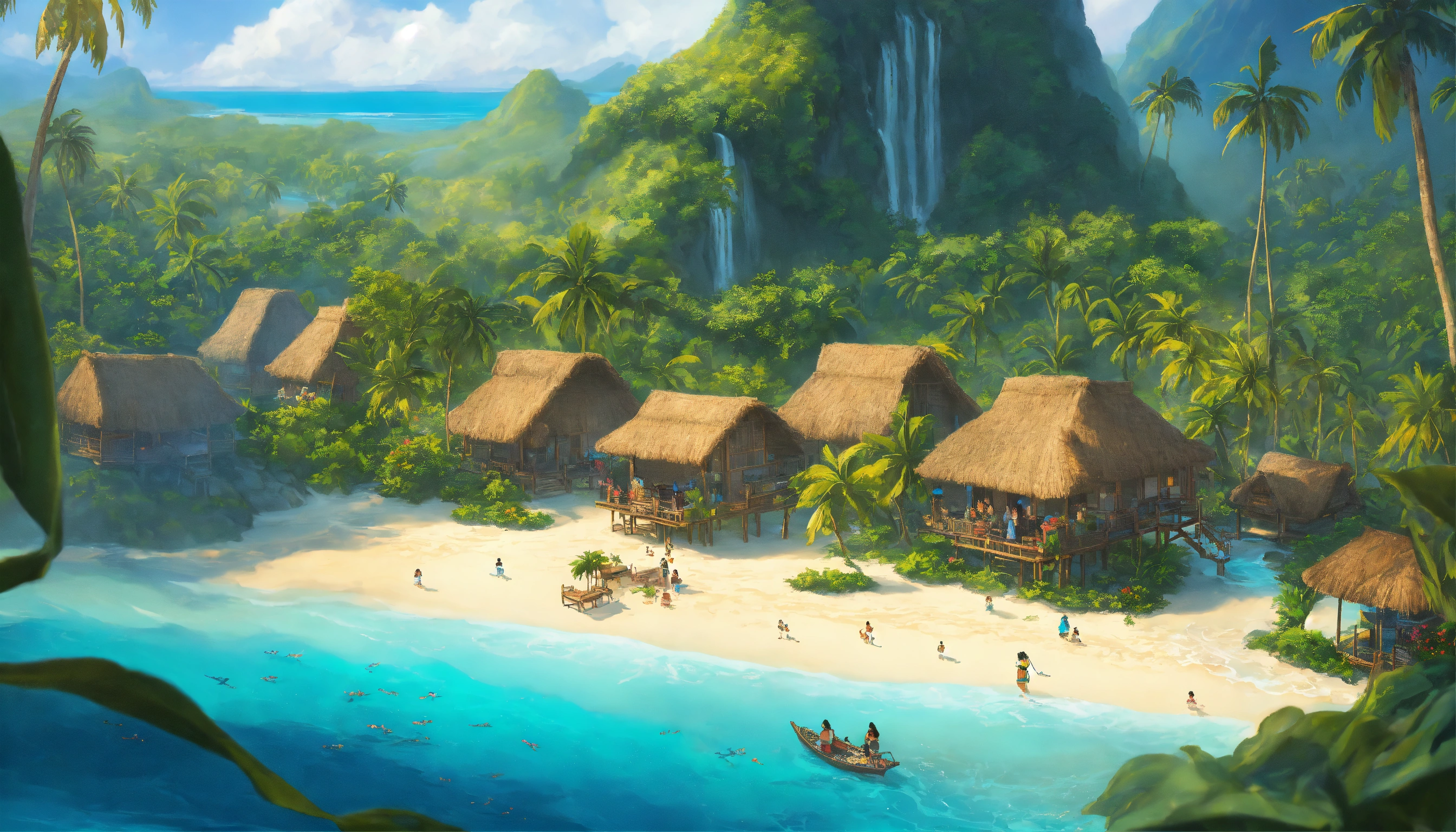 Lexica - Concept art of tropical village, Polynesian, fantasy, moana ...