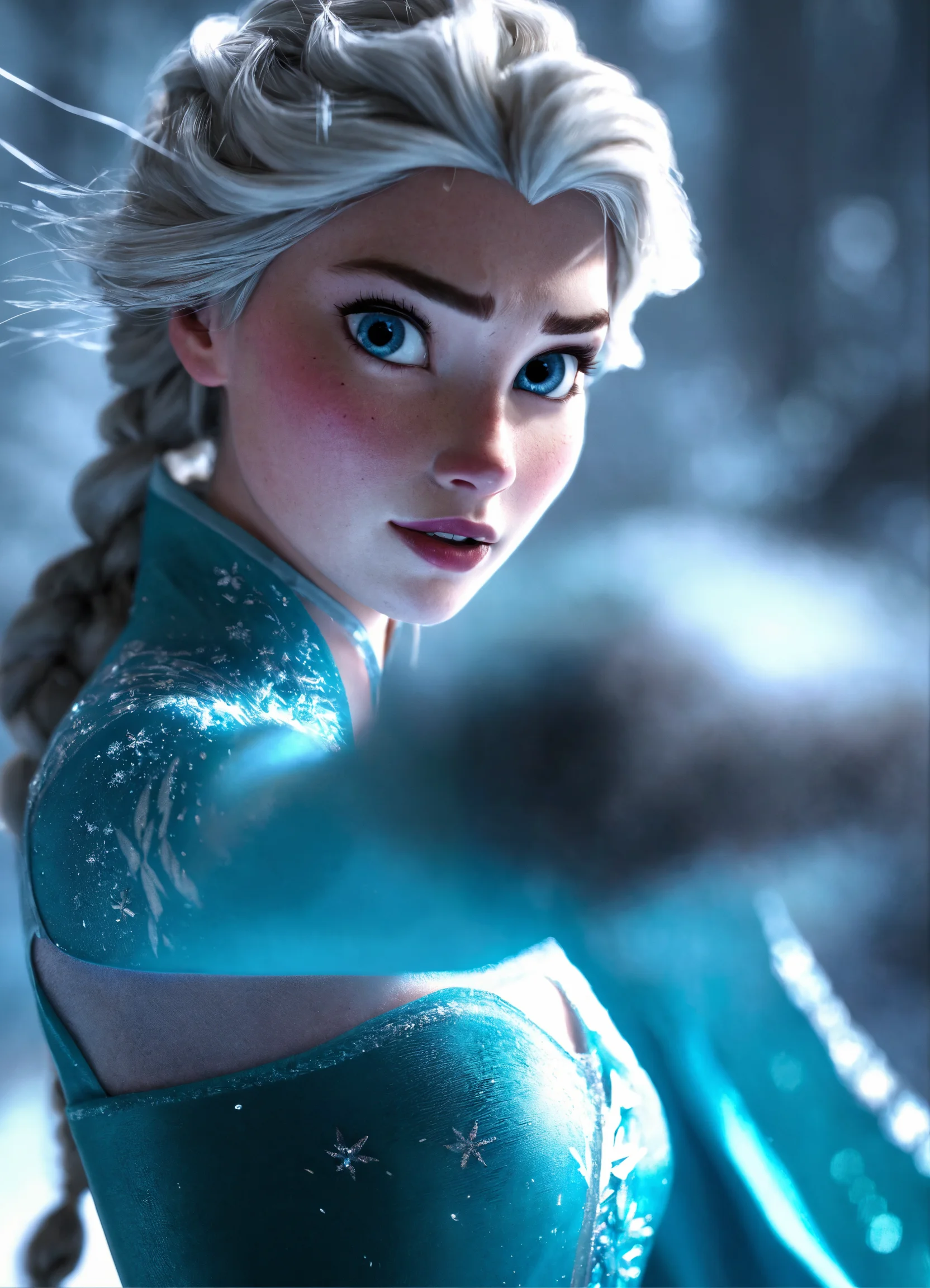 Lexica - Stunning Elsa, 8k photo, in action, cinematic
