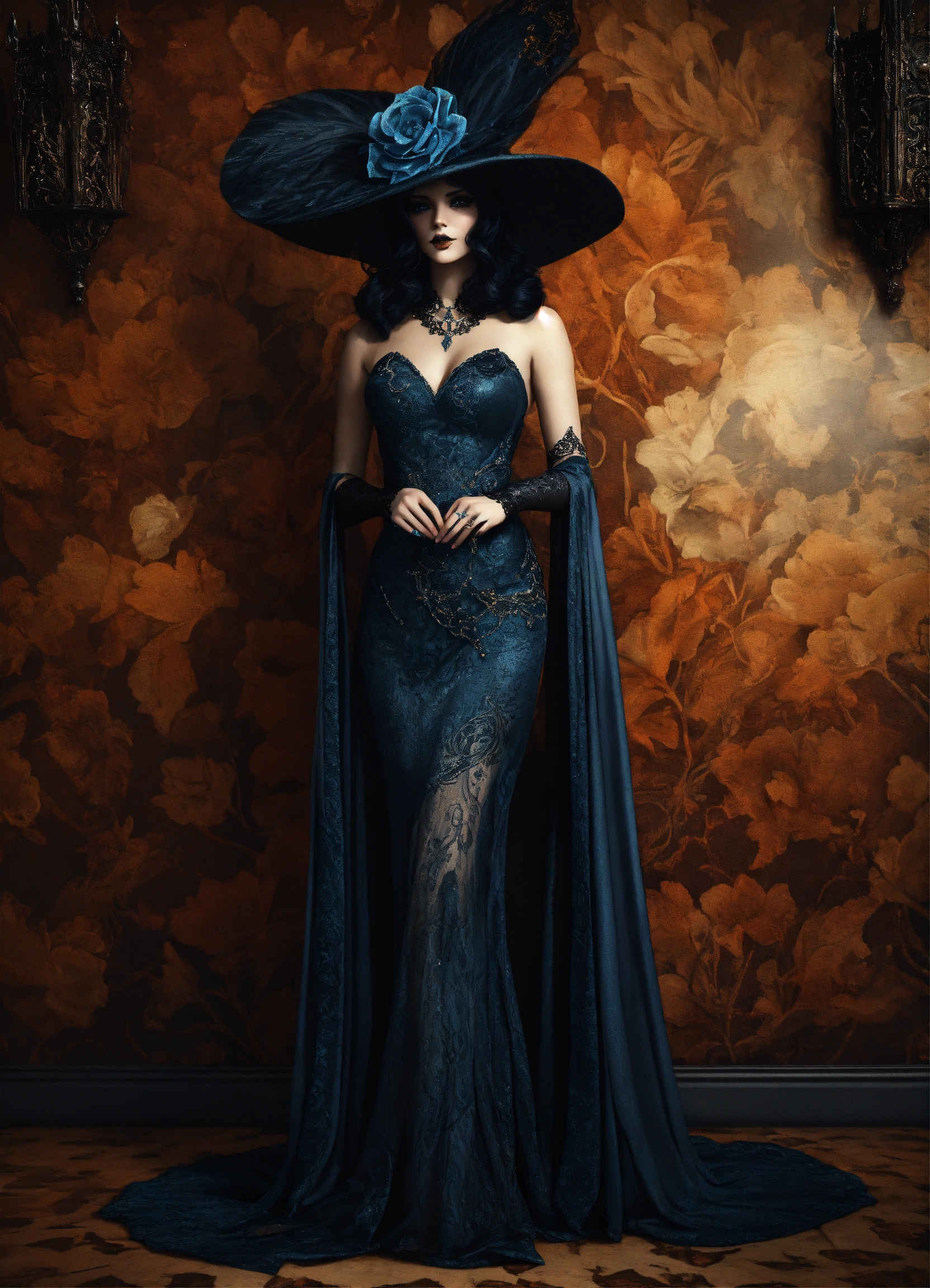 Lexica - Beautiful gothic sinister siren with flowing robes in an ...