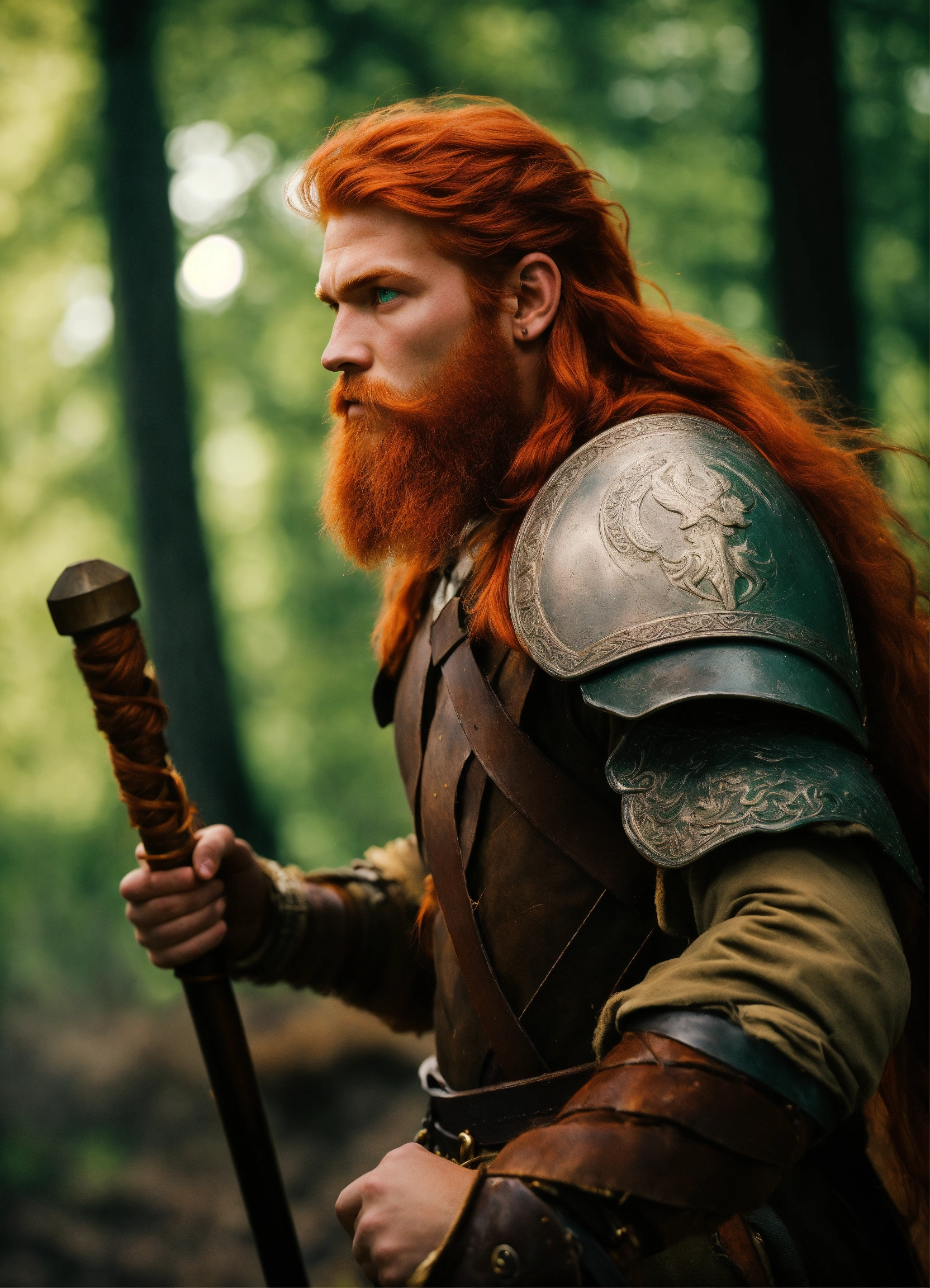 Lexica - Heroic fantasy nordic barbarian with red hair, green eyes and ...