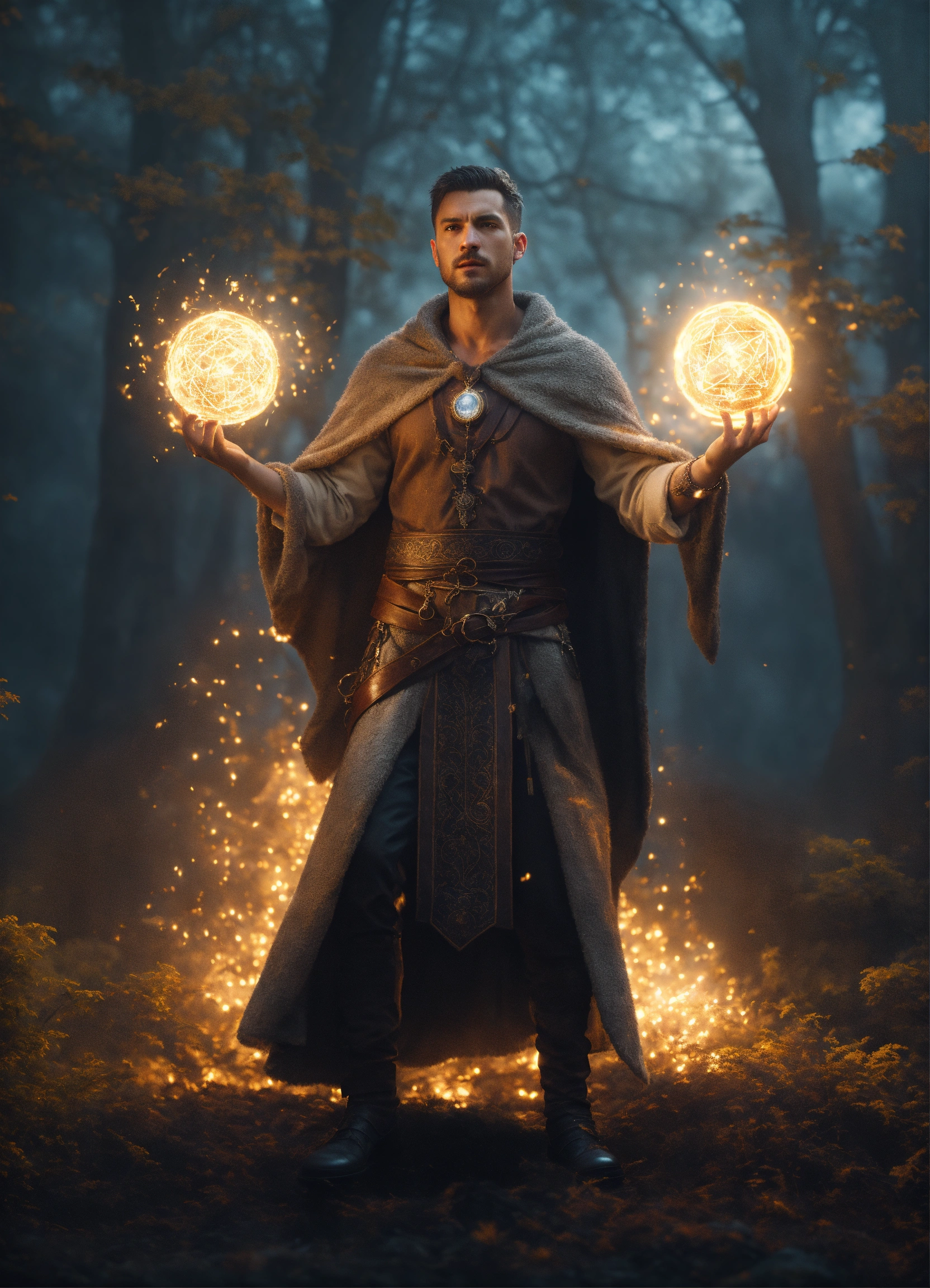 Lexica - A realistic full body portrait of a male magic using druid ...
