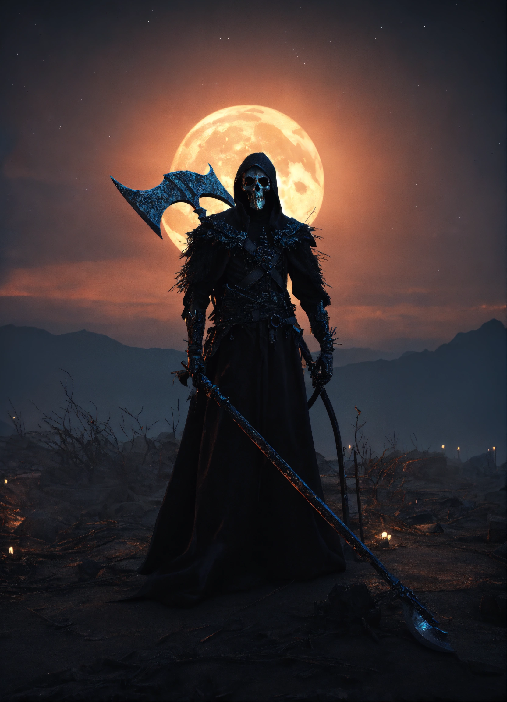 Lexica - "3D Render of Death Facing Forward, Clutching Its Scythe ...