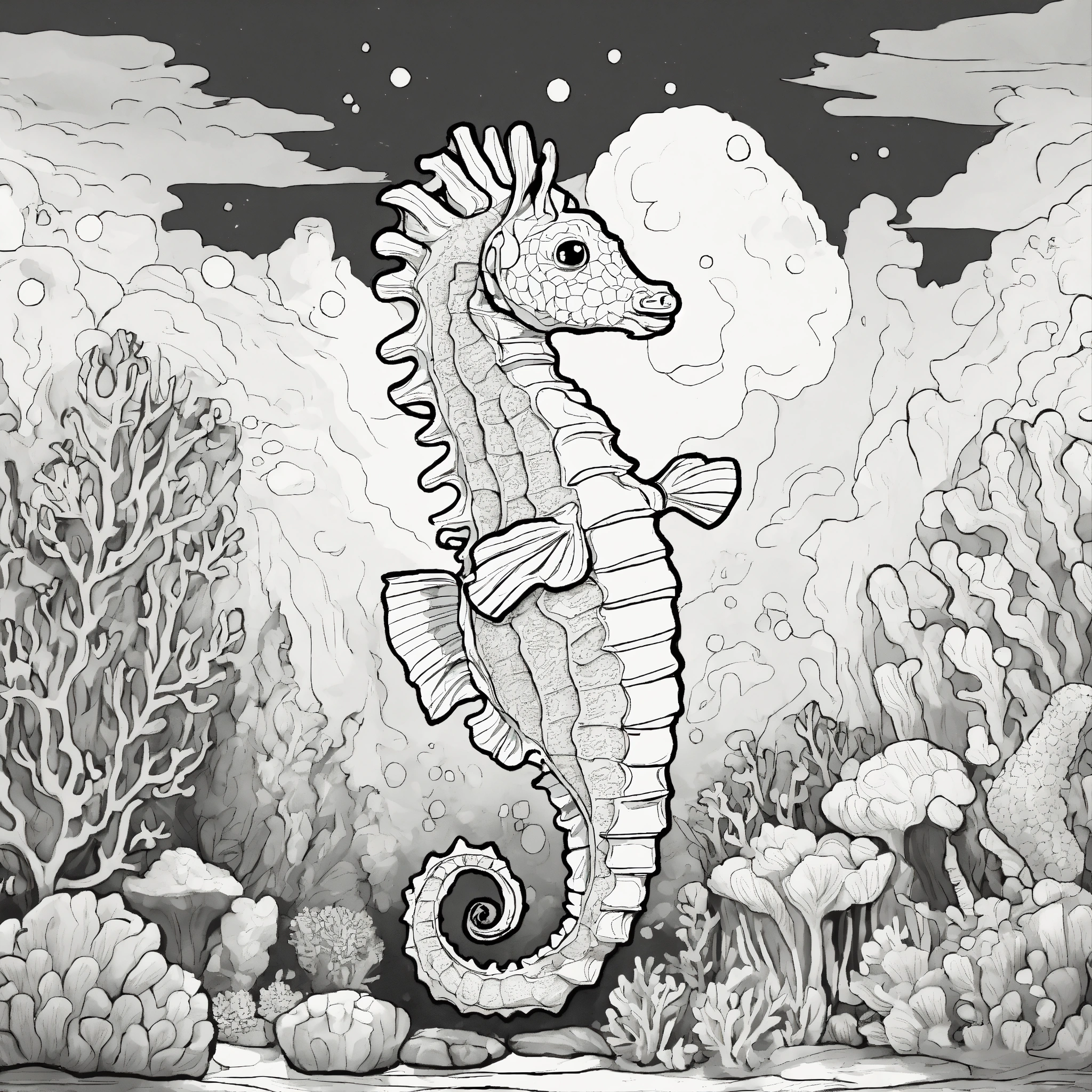 Lexica - Cute Seahorse discovering a new coral formation, for a toddler ...