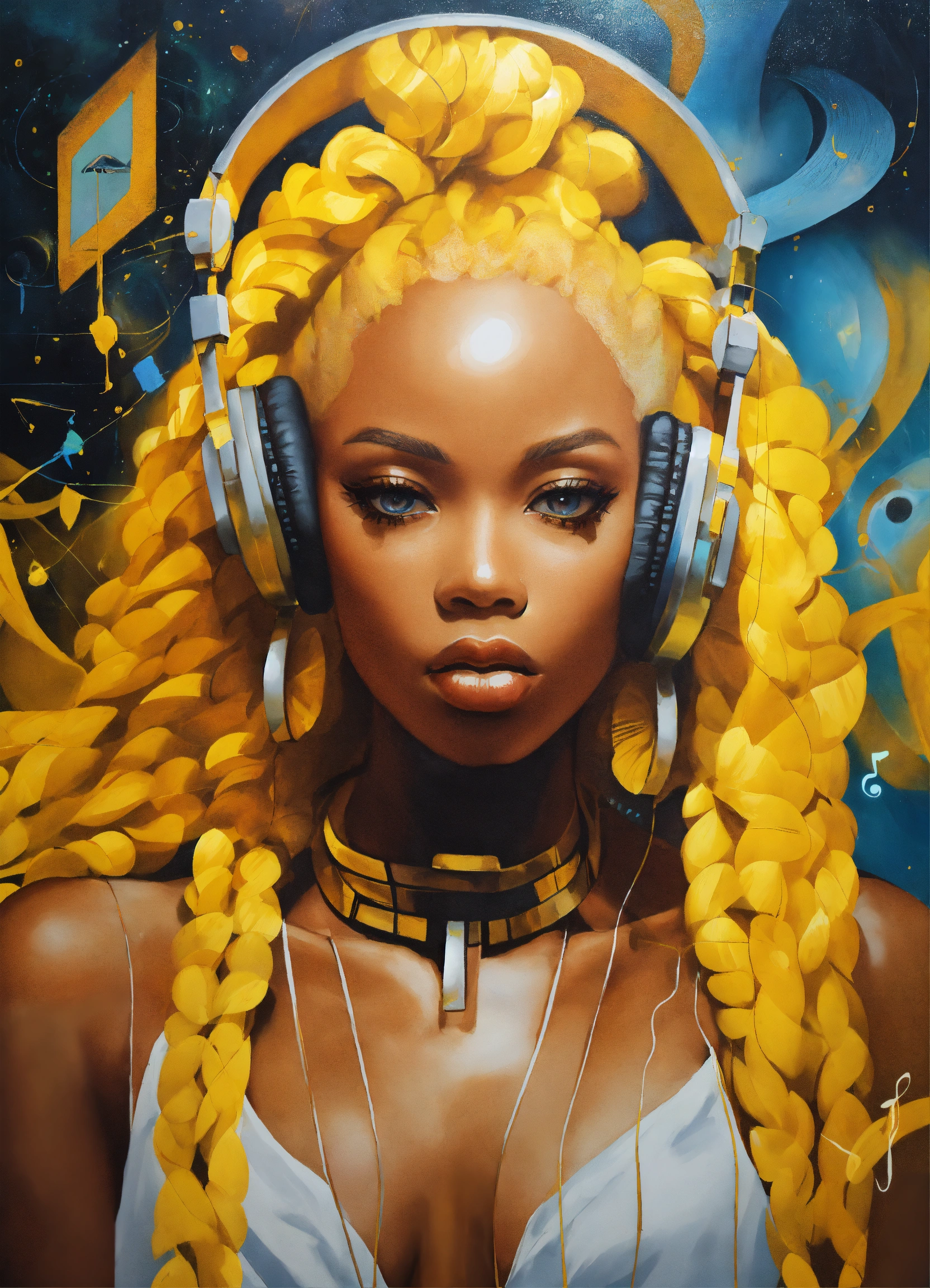 Lexica - A beautiful woman with yellow hair and music notes, an ...