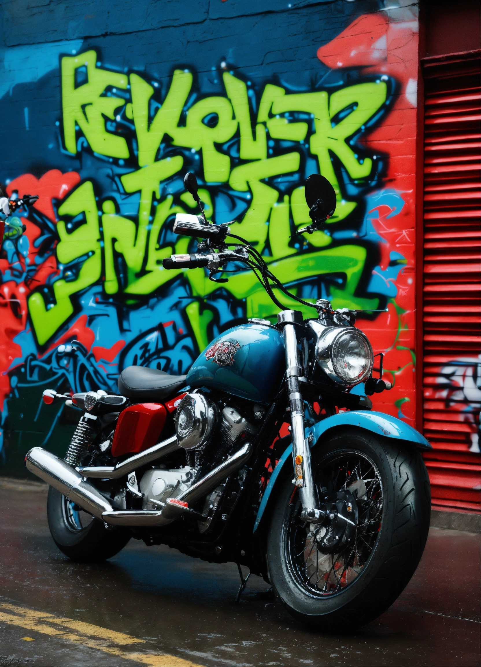 Lexica - A graffiti saying "REVOLVER OF KINGS" in green, blue and red ...