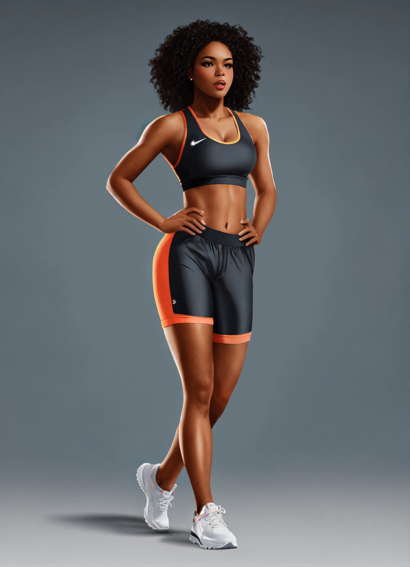 Lexica - A vector of sporty black woman, full body, hyper realistic, on white background
