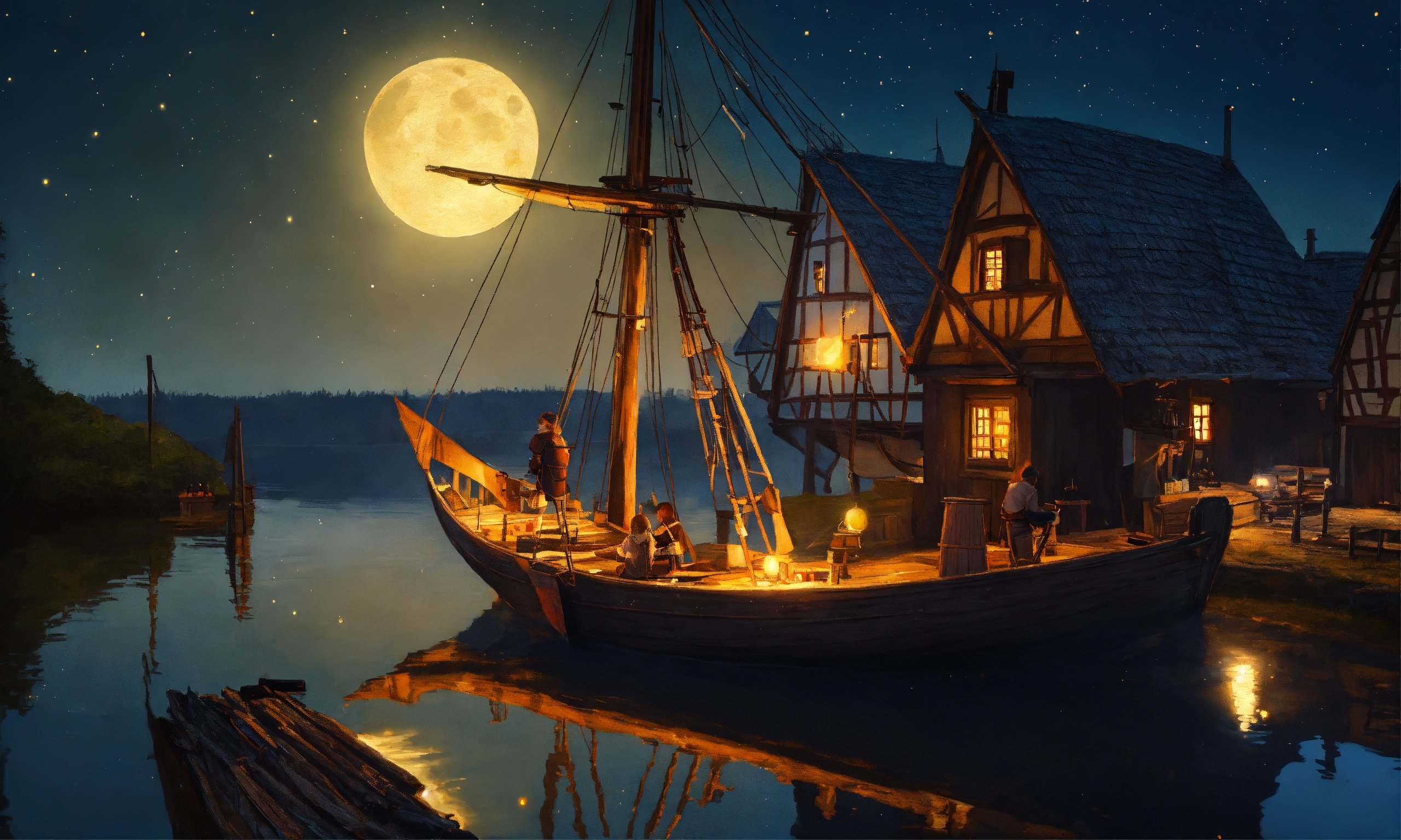 Lexica - Scandinavian boat builder in medieval times during the night ...