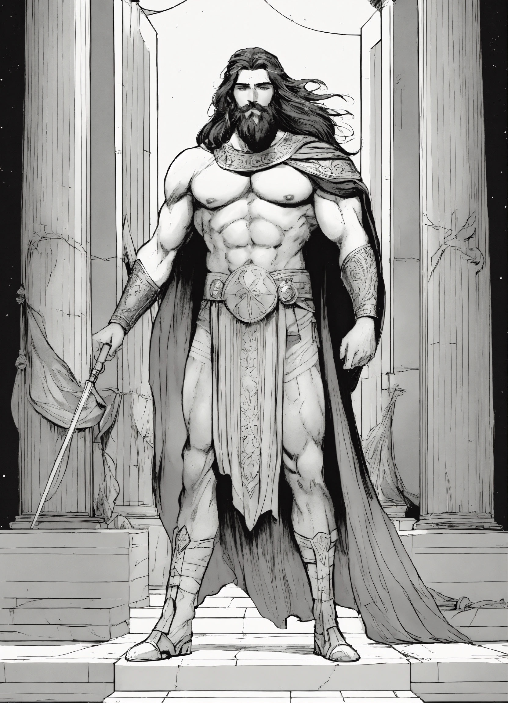 Lexica - Straight long haired amcient greek God . Comic