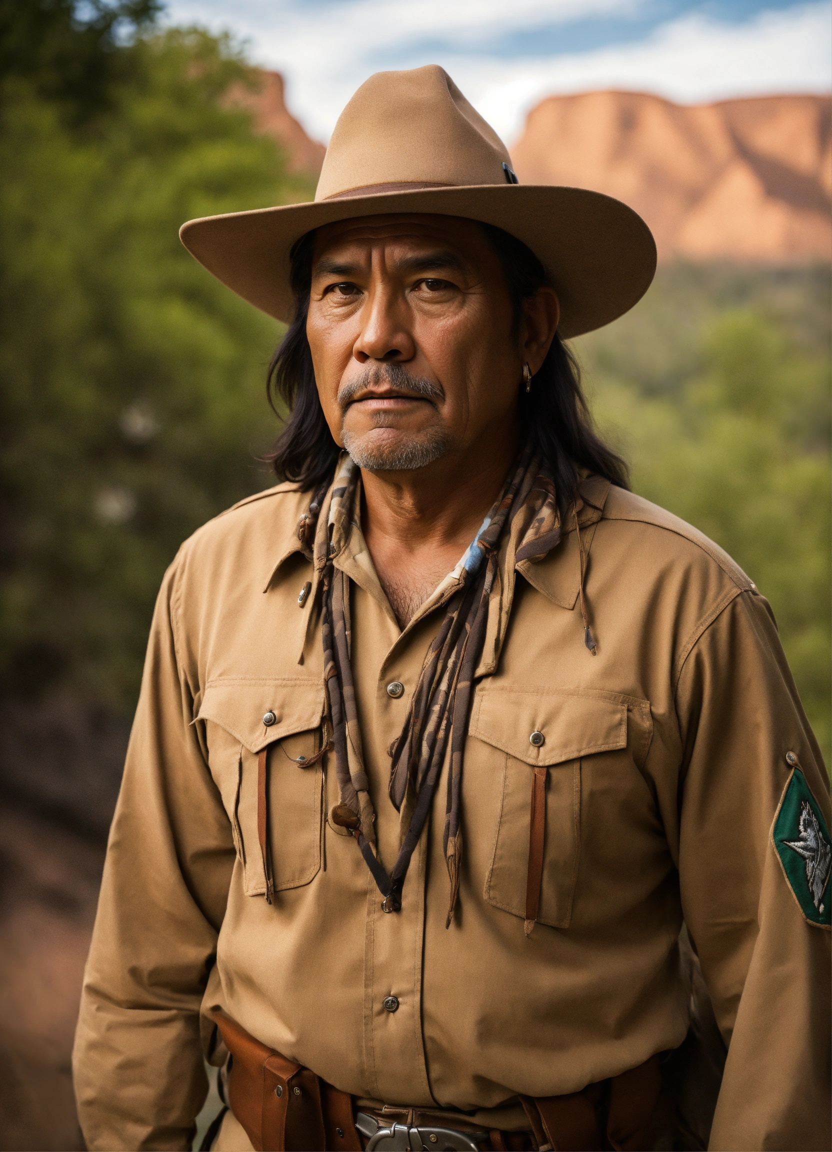 Lexica - Scared unique expressive middle-aged park ranger cherokee ...