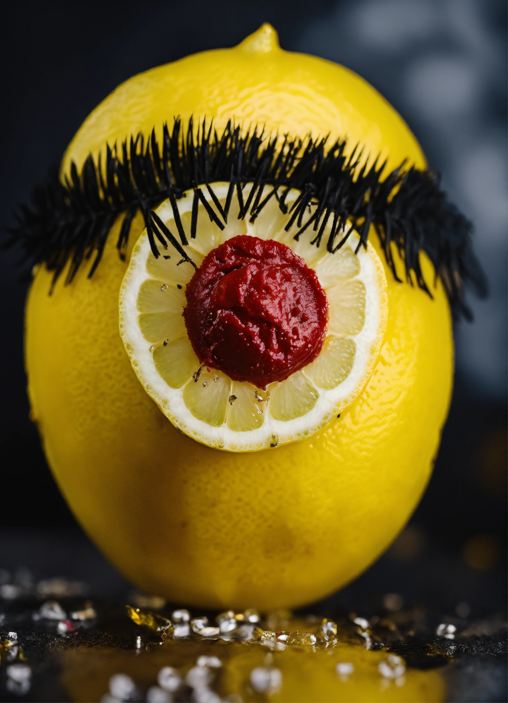 Lexica - A lemon with a face legs and braces and fake eylashes, lots of ...