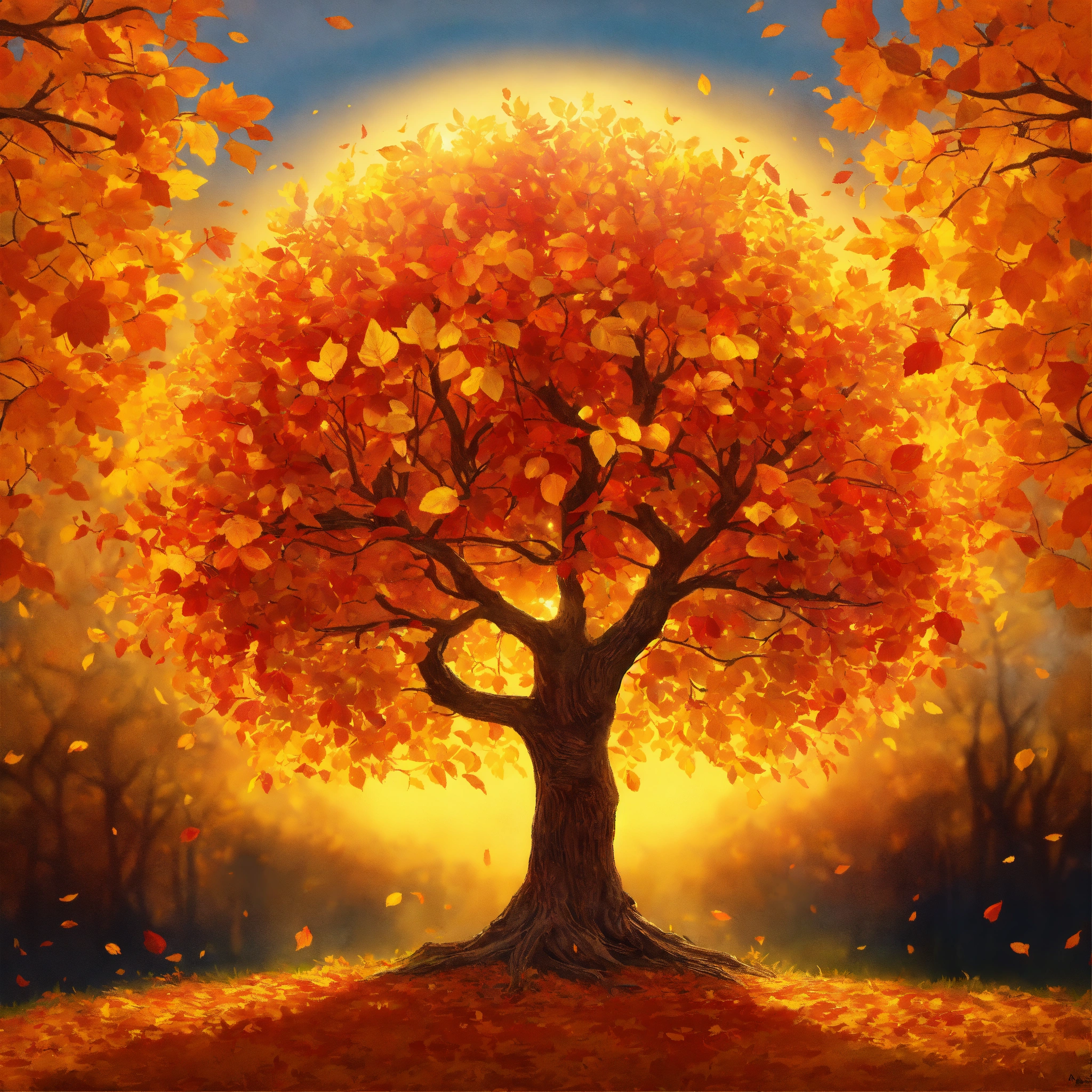 Lexica - Secular tree with leaves in shades of yellow, orange, dark red ...