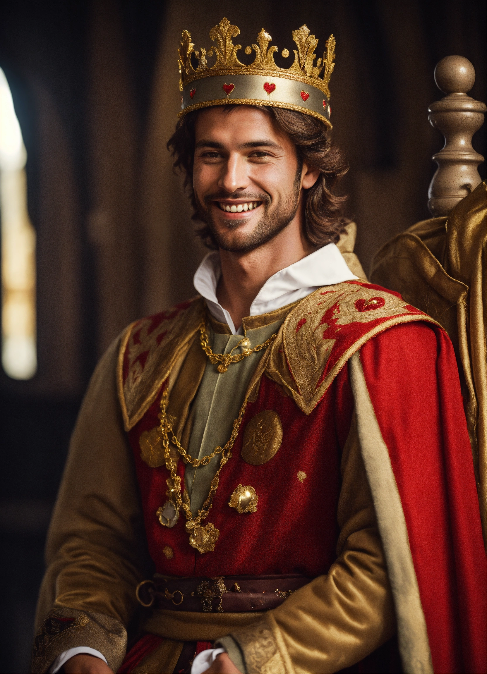 Lexica - Handsome smiling king with a fancy medieval royal robe. King ...