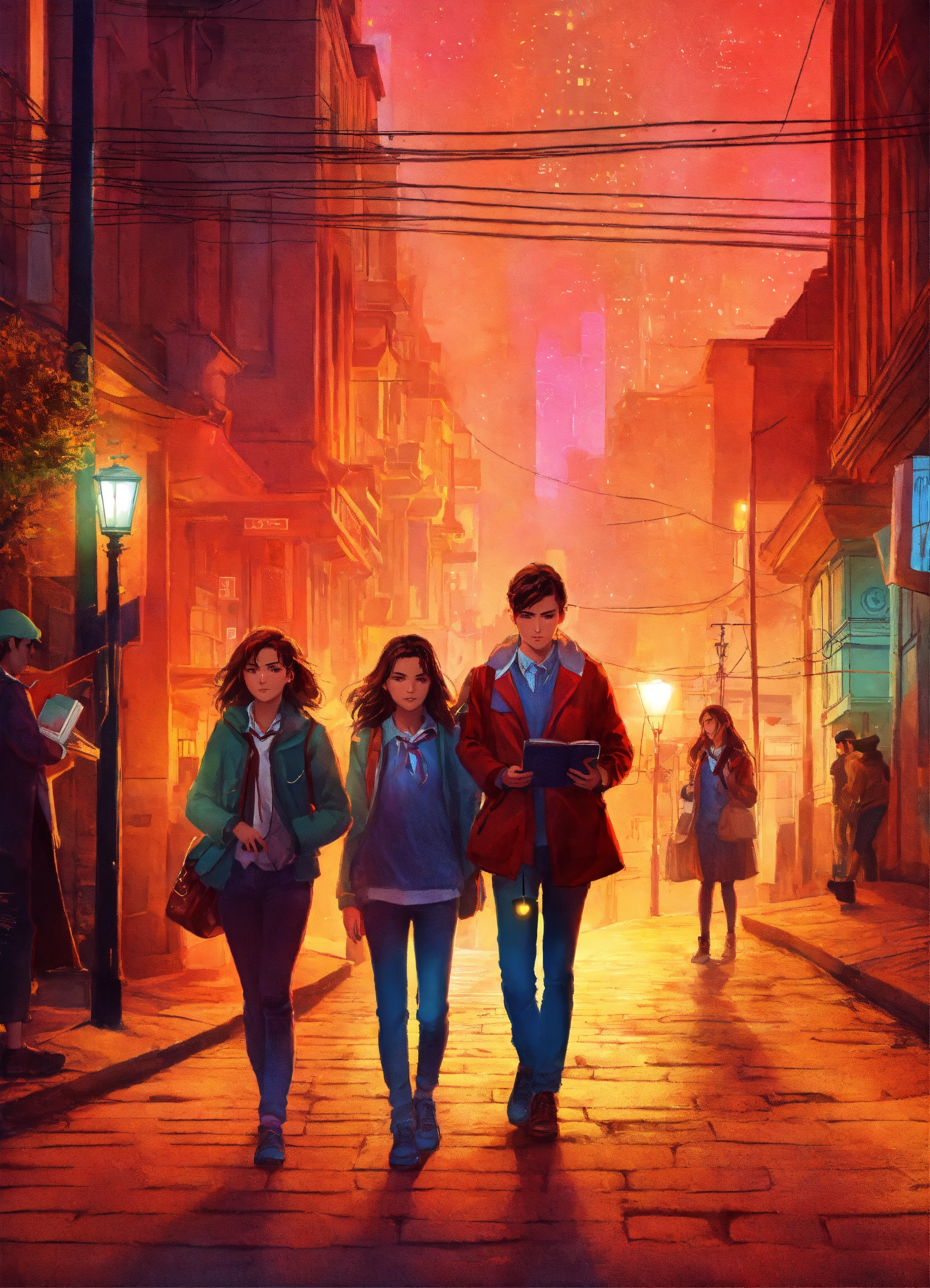 Lexica - Estilo portada de película de detectives, cuatro adolescentes ...