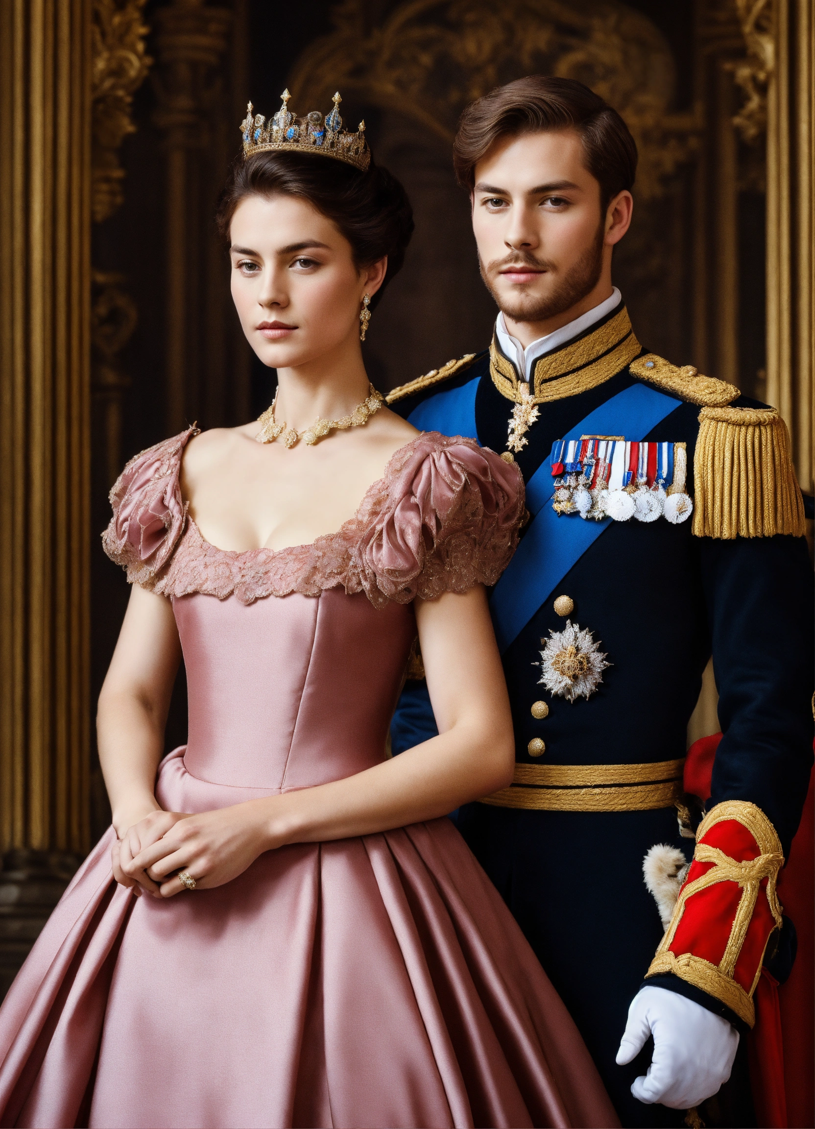 Lexica - Young beautiful countess wearing dress and handsome duke ...