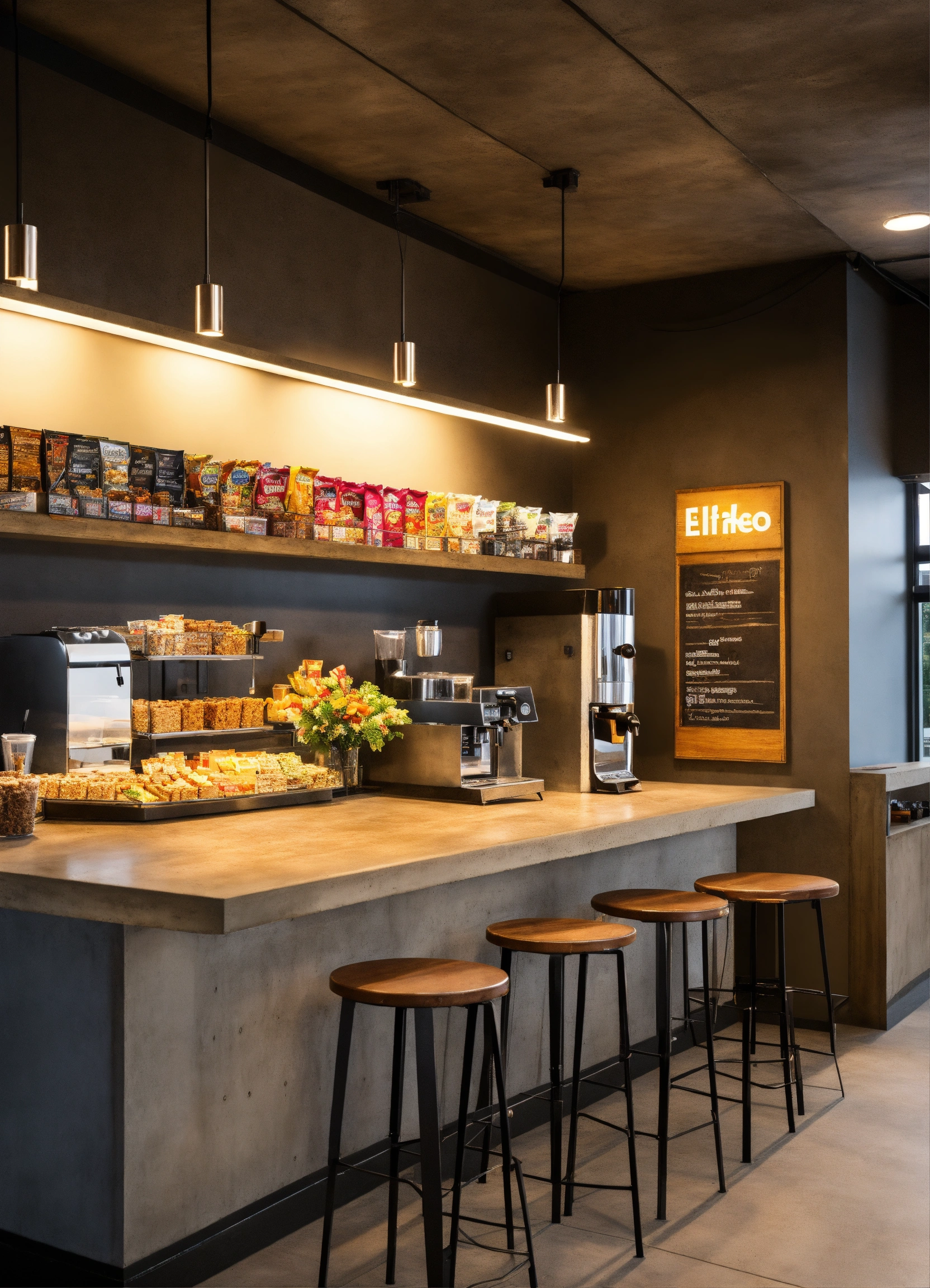 Lexica - A self serve breakroom snack bar with snacks on an easy to reach shelf for employees to ...