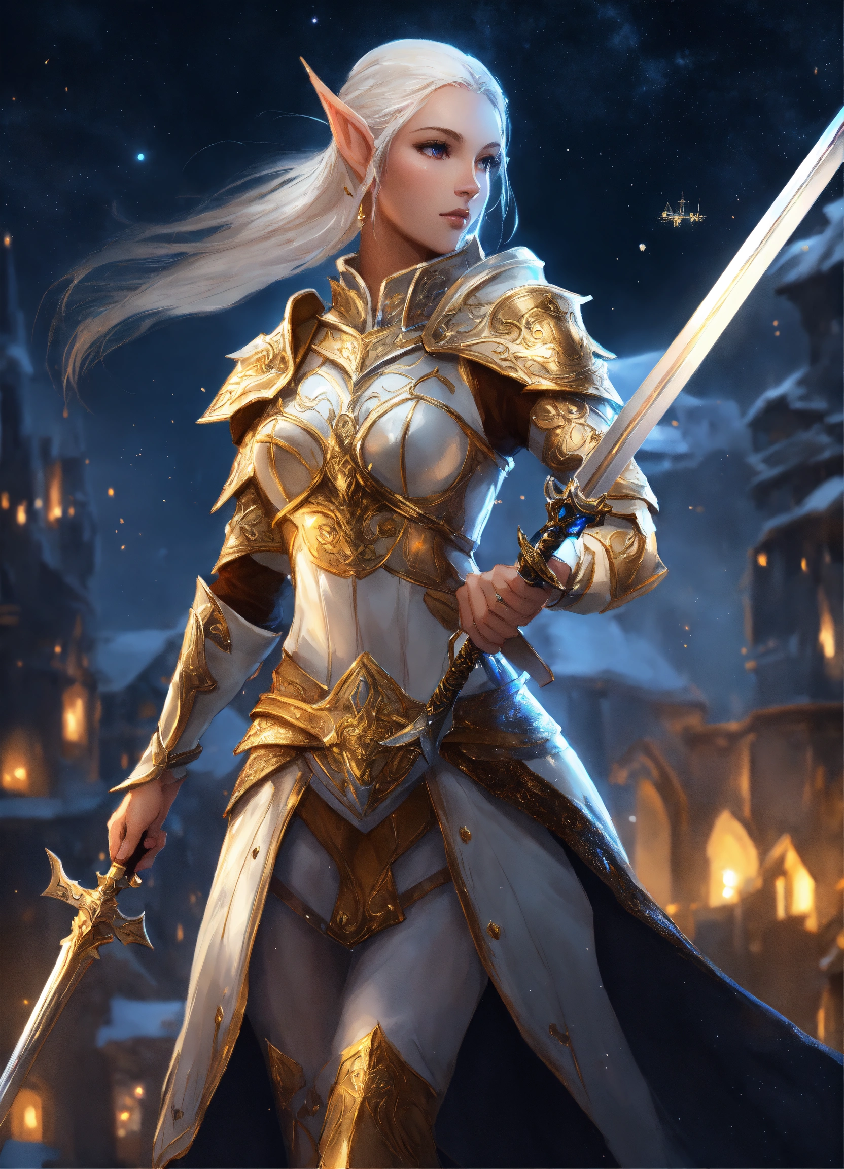 Lexica - Beautiful warrior female elf, long platinum hair, royal ...