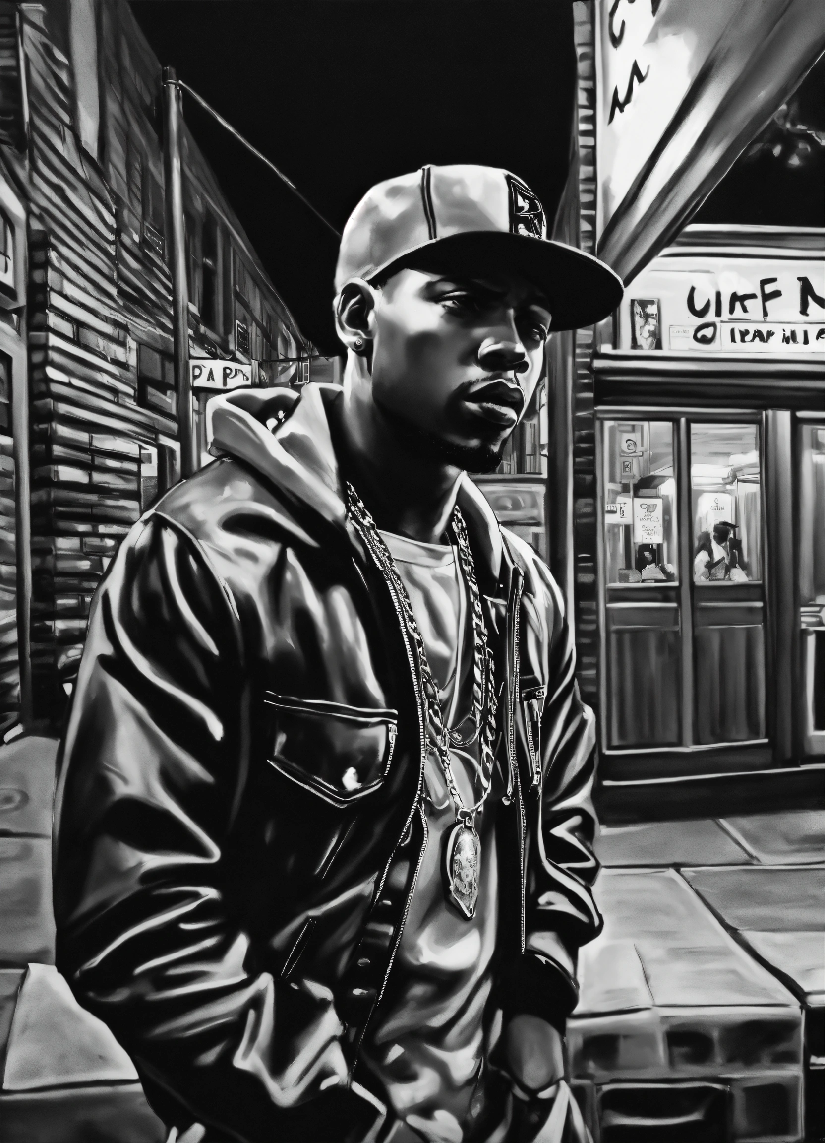 Lexica - Sky view, Pop art, hyperrealist portrait of black rapper ...