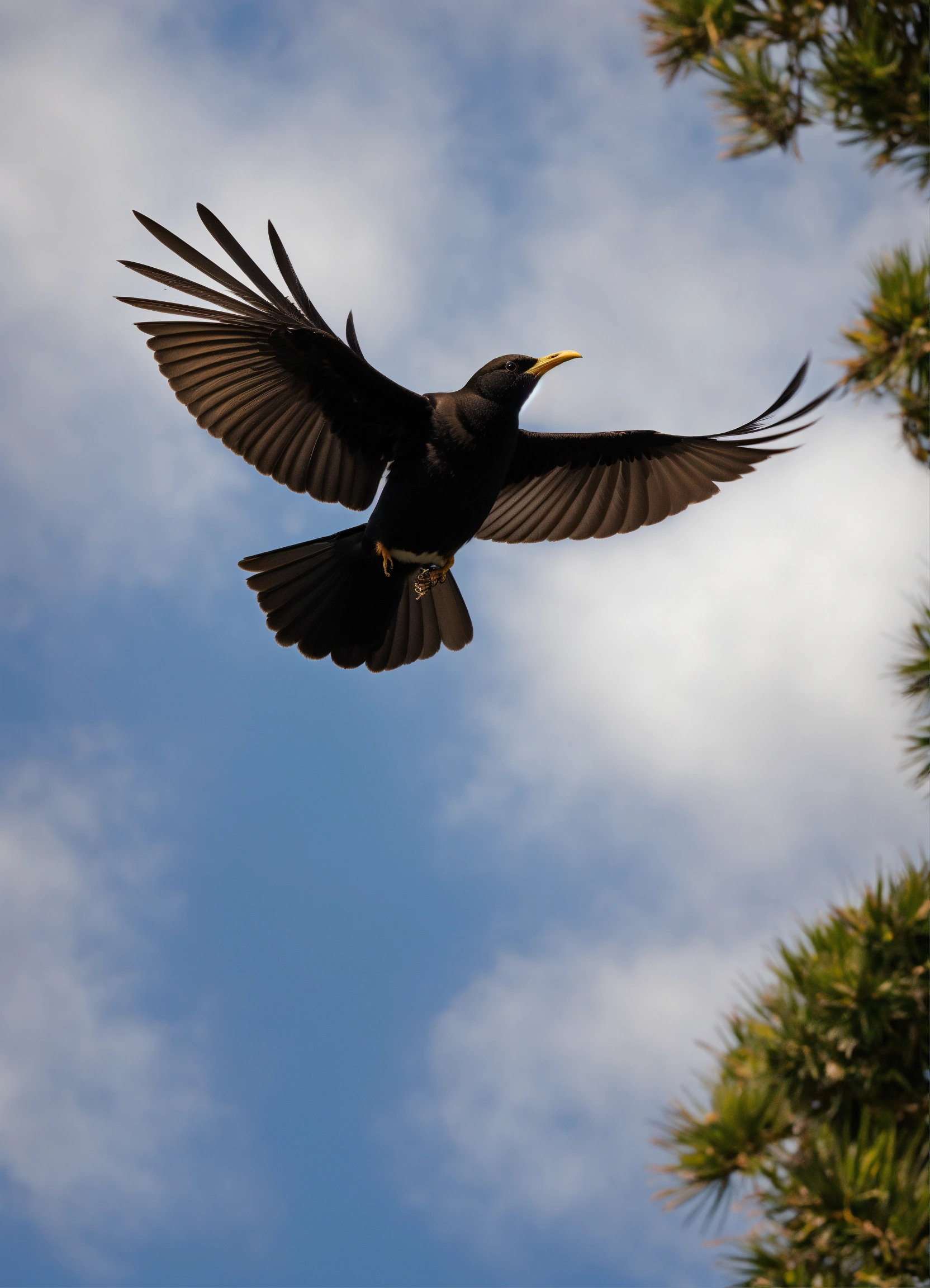 Lexica - Underside closeup of saddleback huia nz bird flying photo ...