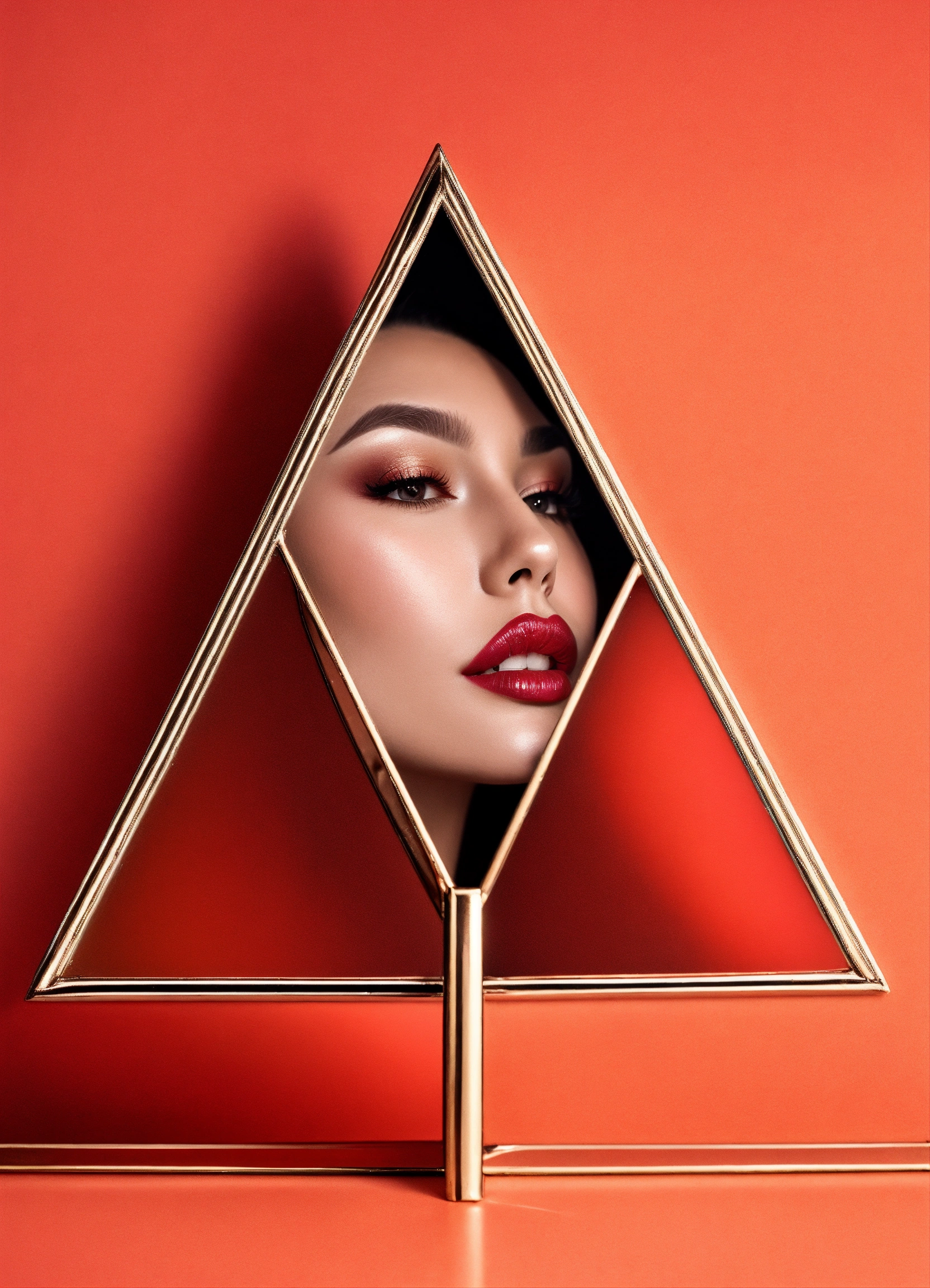 Lexica - Lips makeup in triangle downwards pointed shaped mirror ...